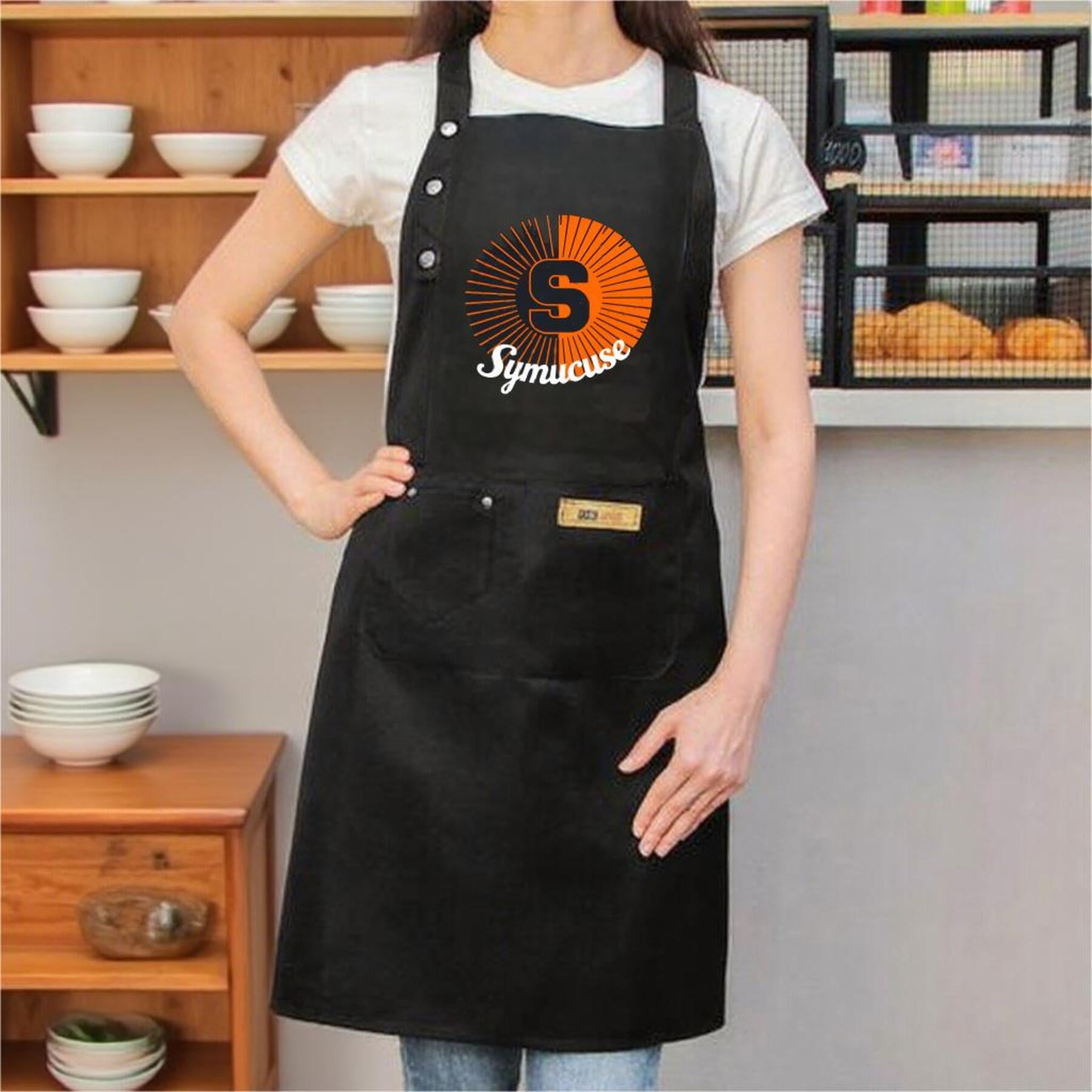 2 Pack Adjustable Black Aprons with Front Pocket Featuring Stylish ...