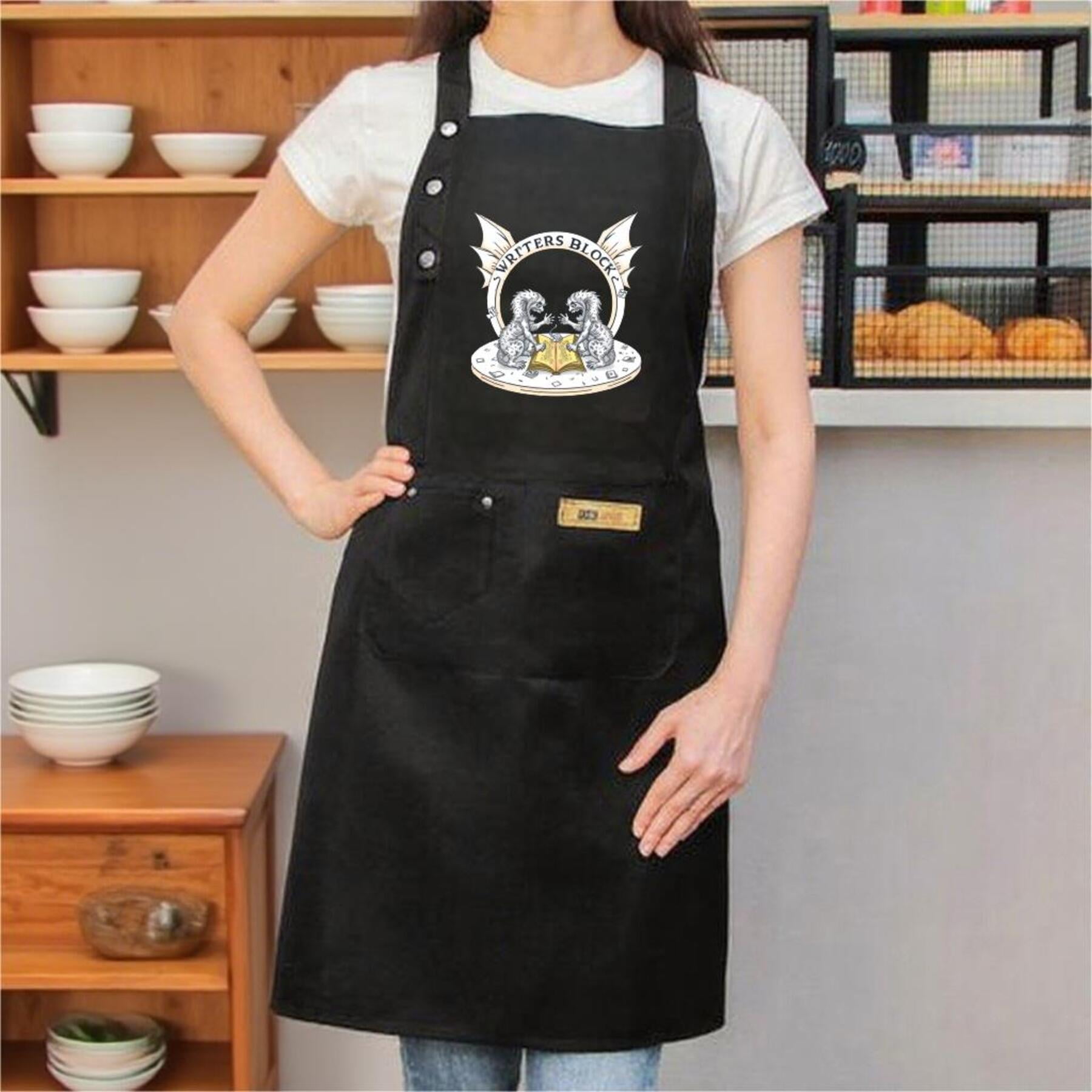 2 Pack Adjustable Black Aprons for Men & Women - Cute Dog Design with ...