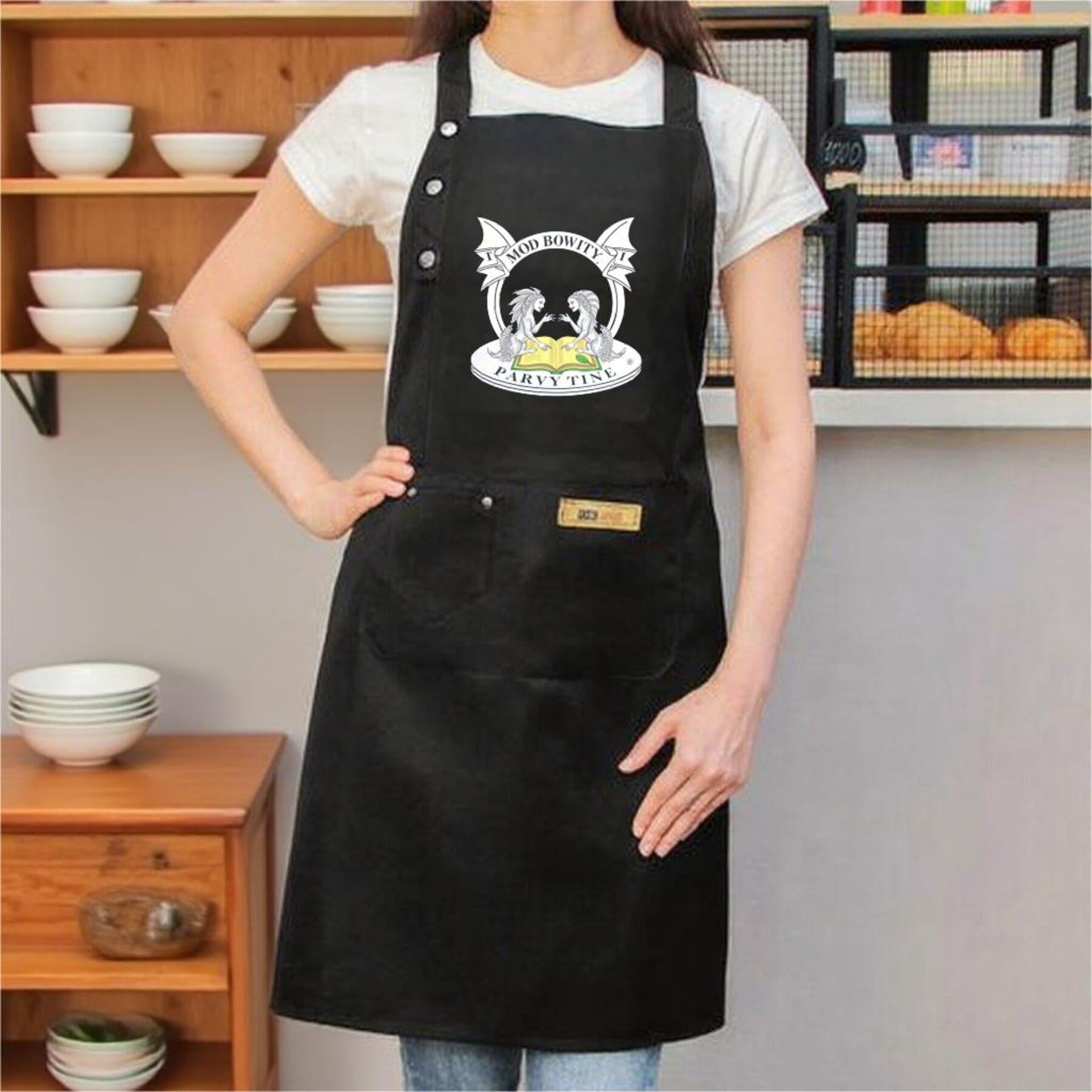 2 Pack Adjustable Black Aprons with Front & Side Pockets Featuring ...