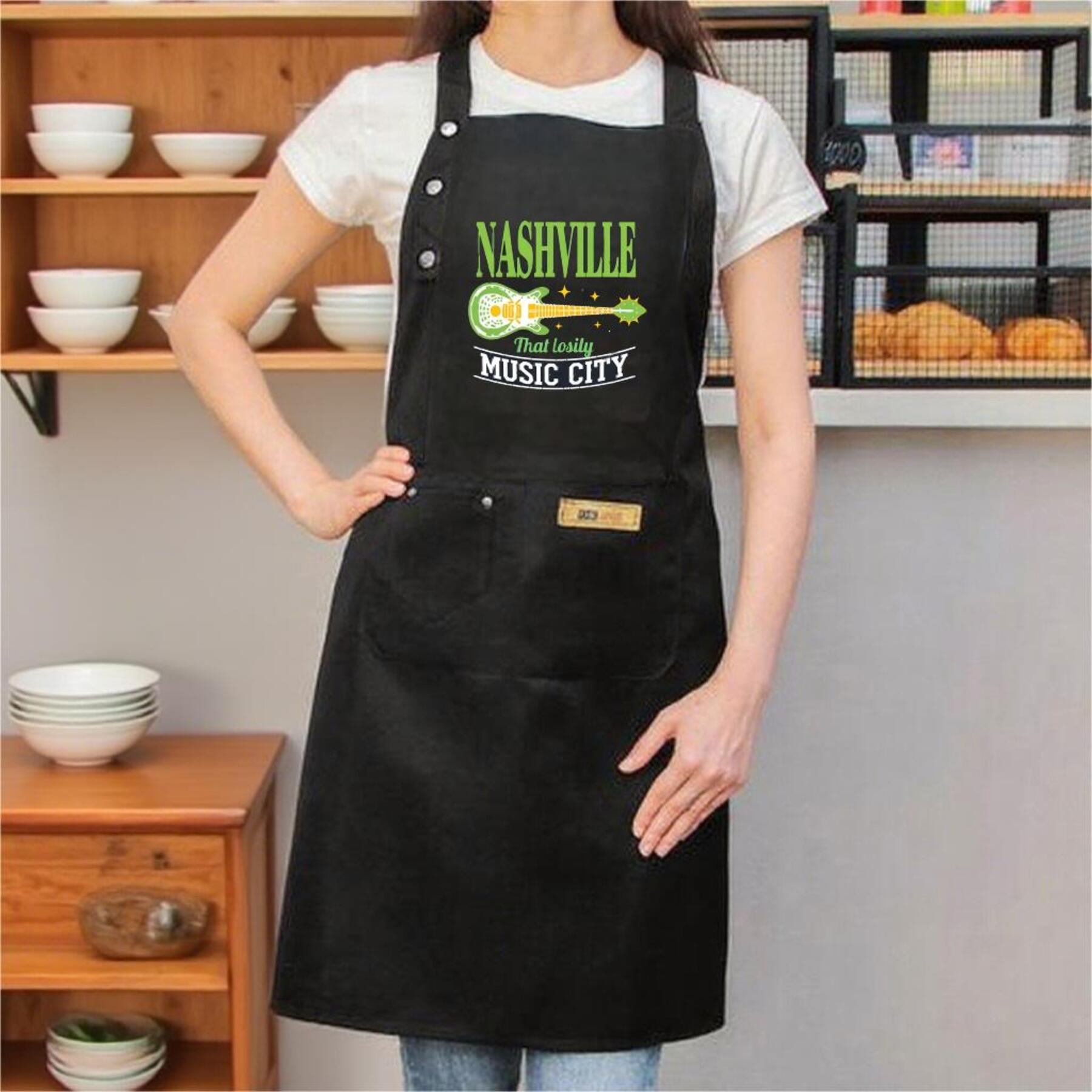 2 Pack Adjustable Black Aprons with Pocket for Men & Women - Nashville ...