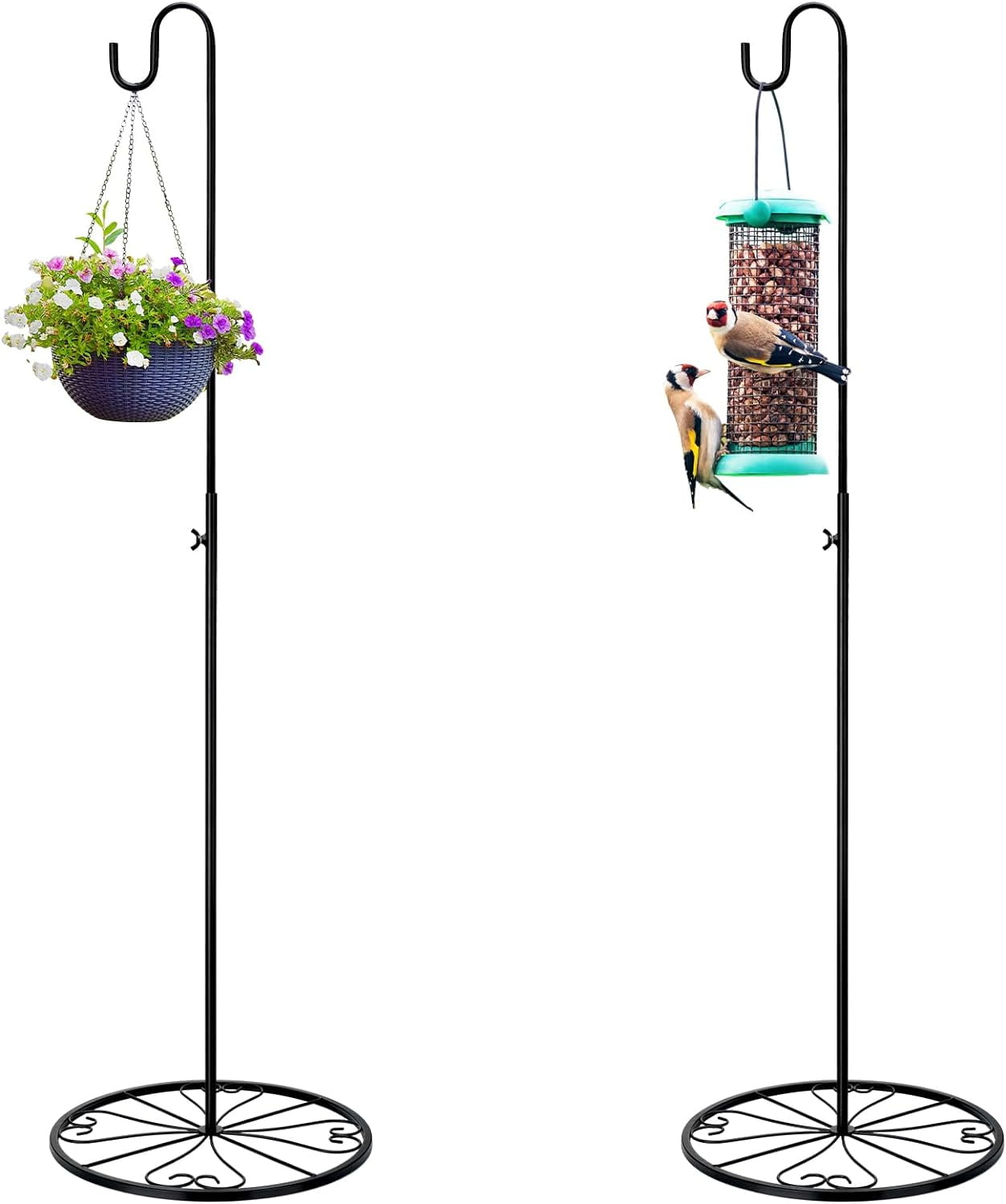 2 Pack Adjustable Black Iron Shepherds Hook 34"-55" Shepherds Hook ...