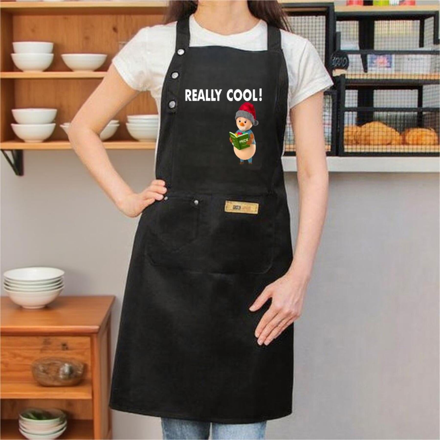 2 Pack Adjustable Black Kitchen Aprons for Men & Women - Design with ...