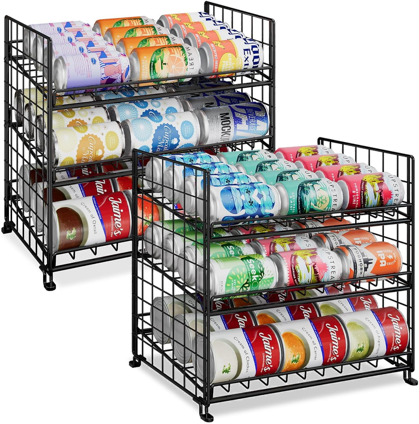 2 Pack Adjustable Can Rack Organizer, Stackable Can Storage for Kitchen ...