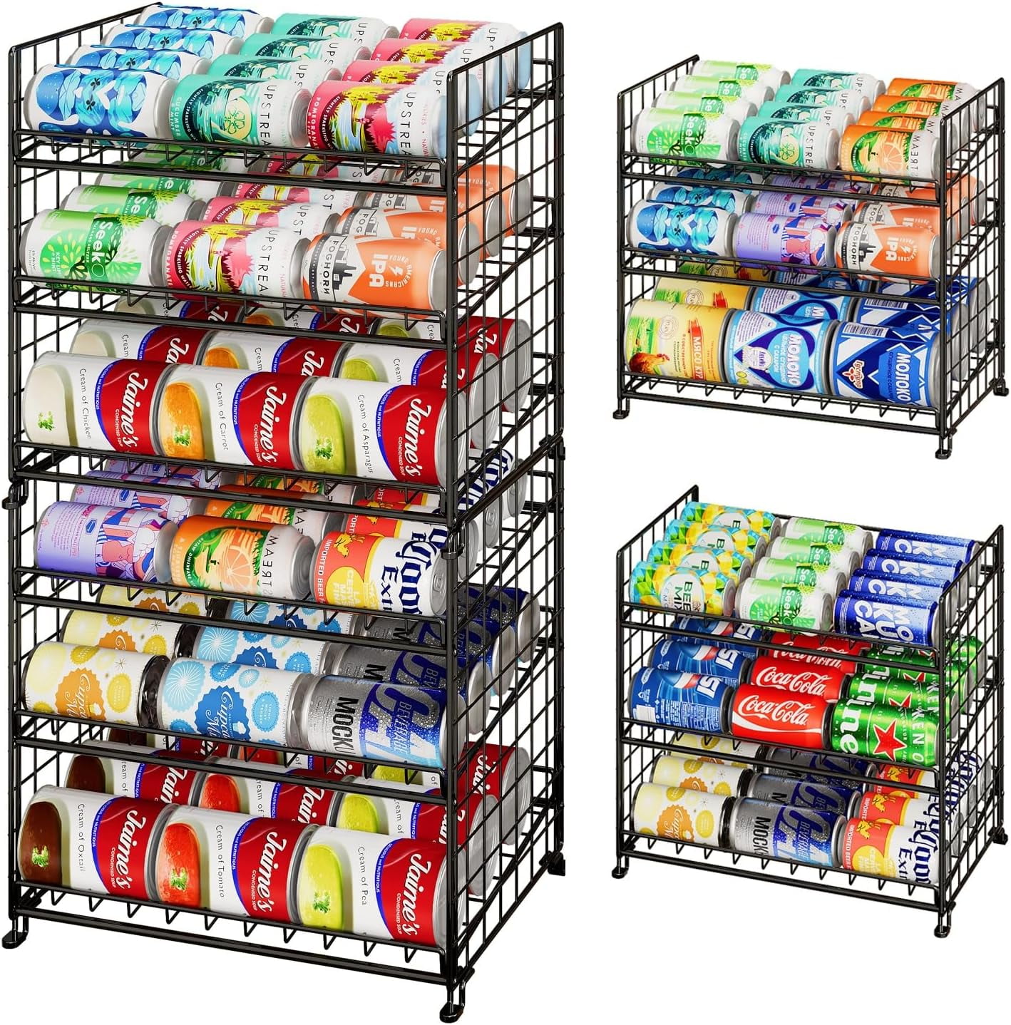 Cosrack 2 Pack Adjustable Can Rack Organizer, Stackable 3-Tier Can ...