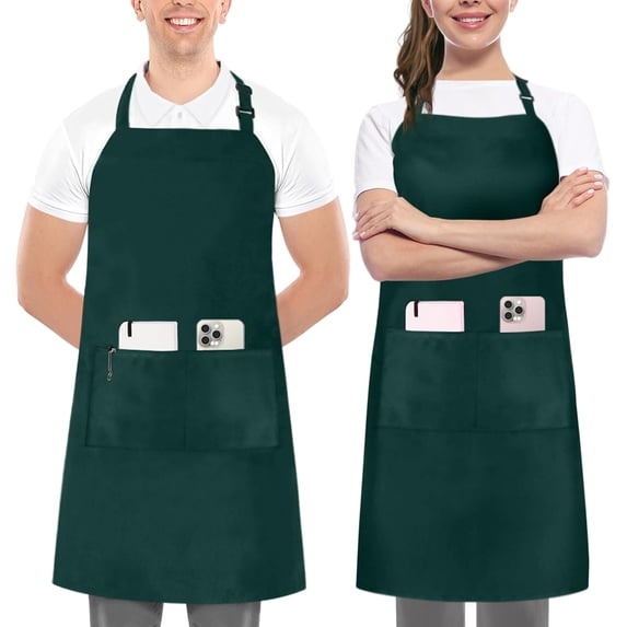 2 Pack Adjustable Chef Apron, Waterproof Oil Proof Bib Apron with 2 ...