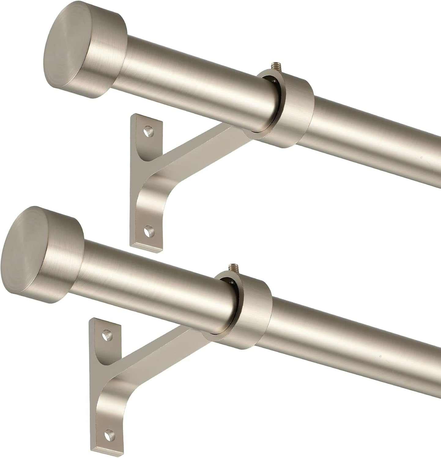 2-Pack Adjustable Curtain Rod for Windows 16-28", Premium Aluminum End ...