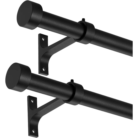 2-Pack Adjustable Curtain Rods for Windows 16-28" with Aluminum Finials ...