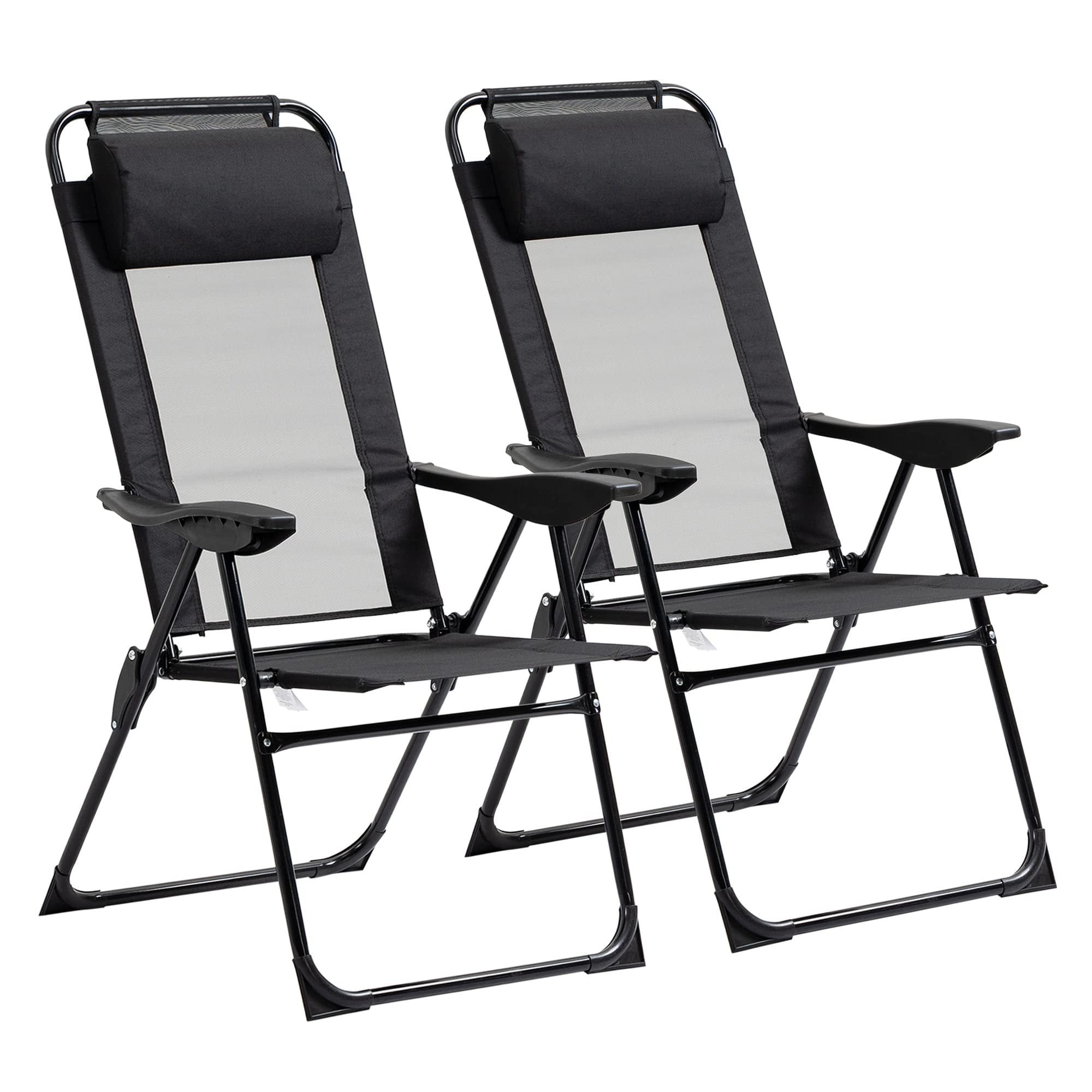 2 Pack Adjustable Folding Patio Chairs, Breathable Oxford Mesh Outdoor ...