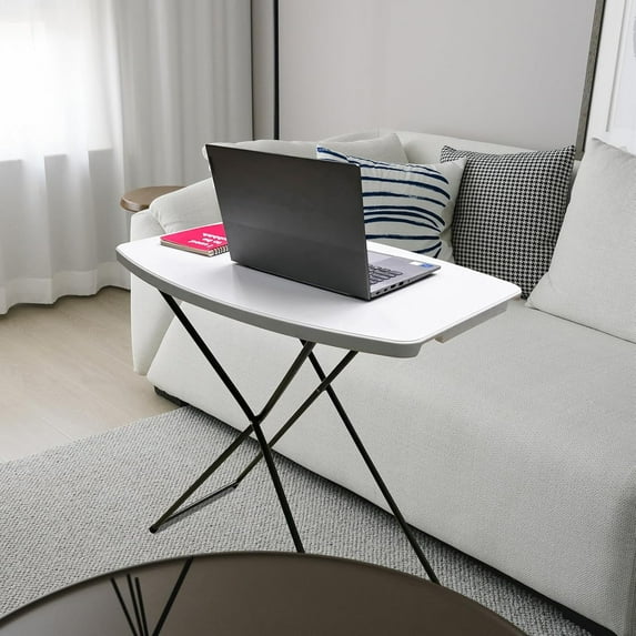 2 Pack Adjustable Folding TV Tray Foldable Plastic Table with Three ...