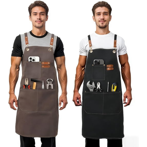 2 Pack Adjustable Kitchen Apron Cooking Apron For Women For Men With ...