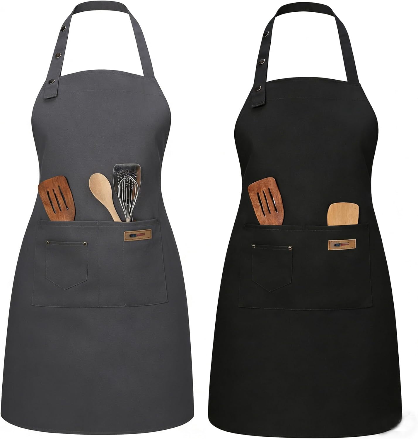 2 Pack Adjustable Kitchen Apron Cooking Apron For Women For Men With ...