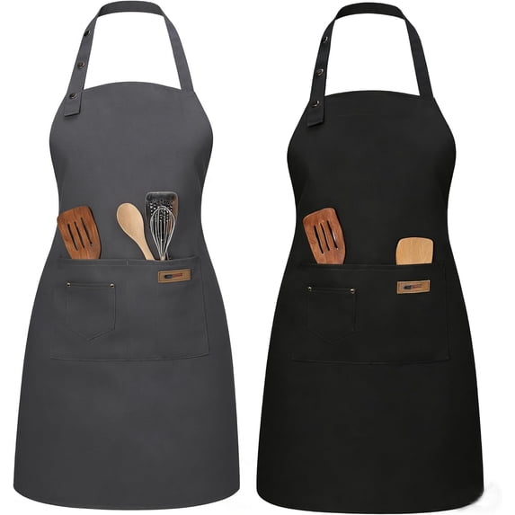 2 Pack Adjustable Kitchen Apron Cooking Apron For Women For Men With ...