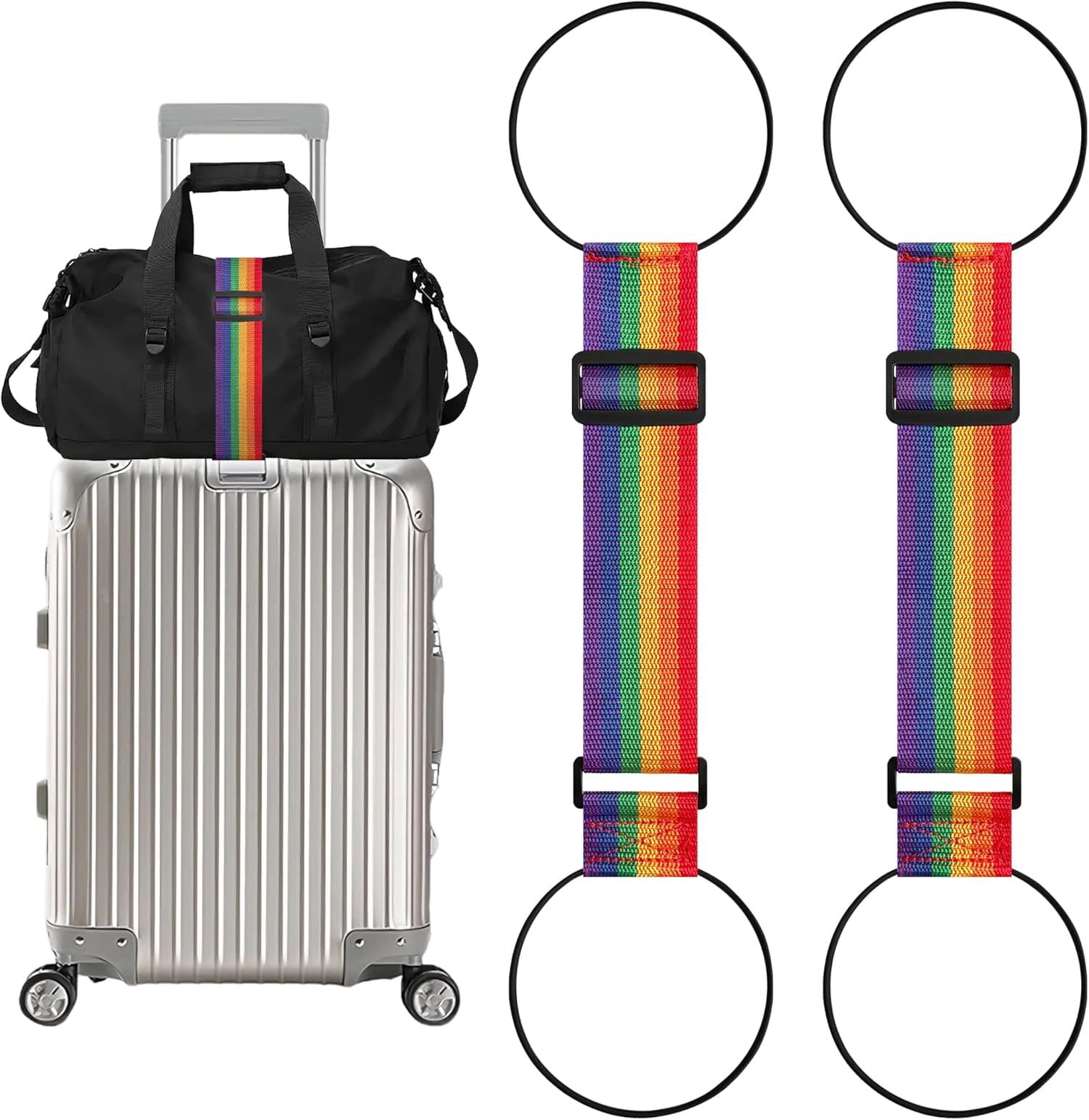 2 Pack Adjustable Luggage Straps for Add a Bag, Bungees Elastic Belt to ...