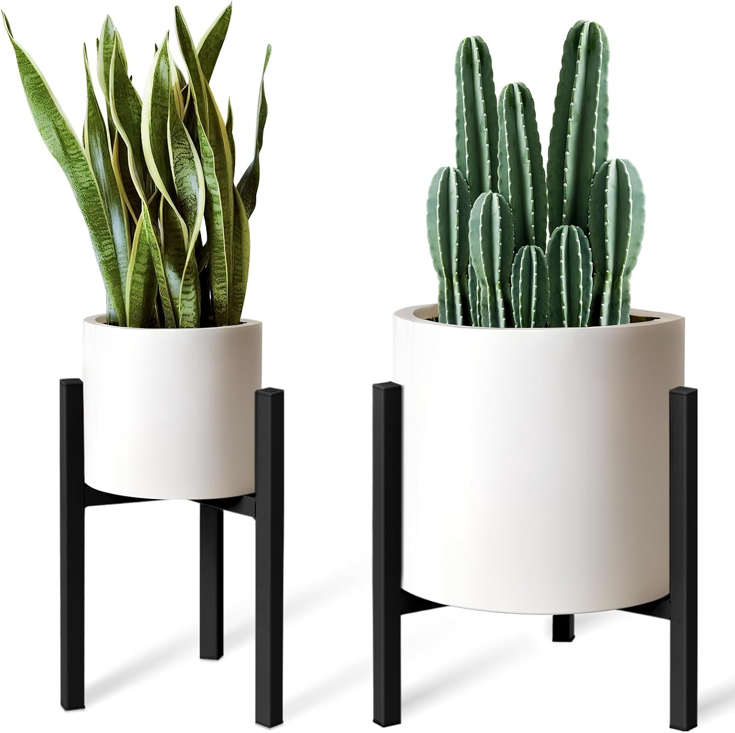 2 Pack Adjustable Plant Stand Indoor, White Metal Planter Stands ...