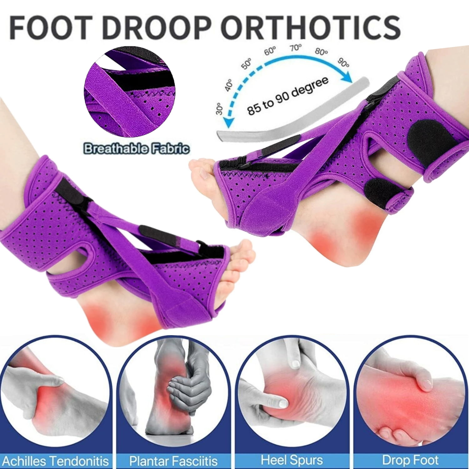 2 Pack Adjustable Plantar Fasciitis Night Splint,Upgrade 3 Adjustable ...