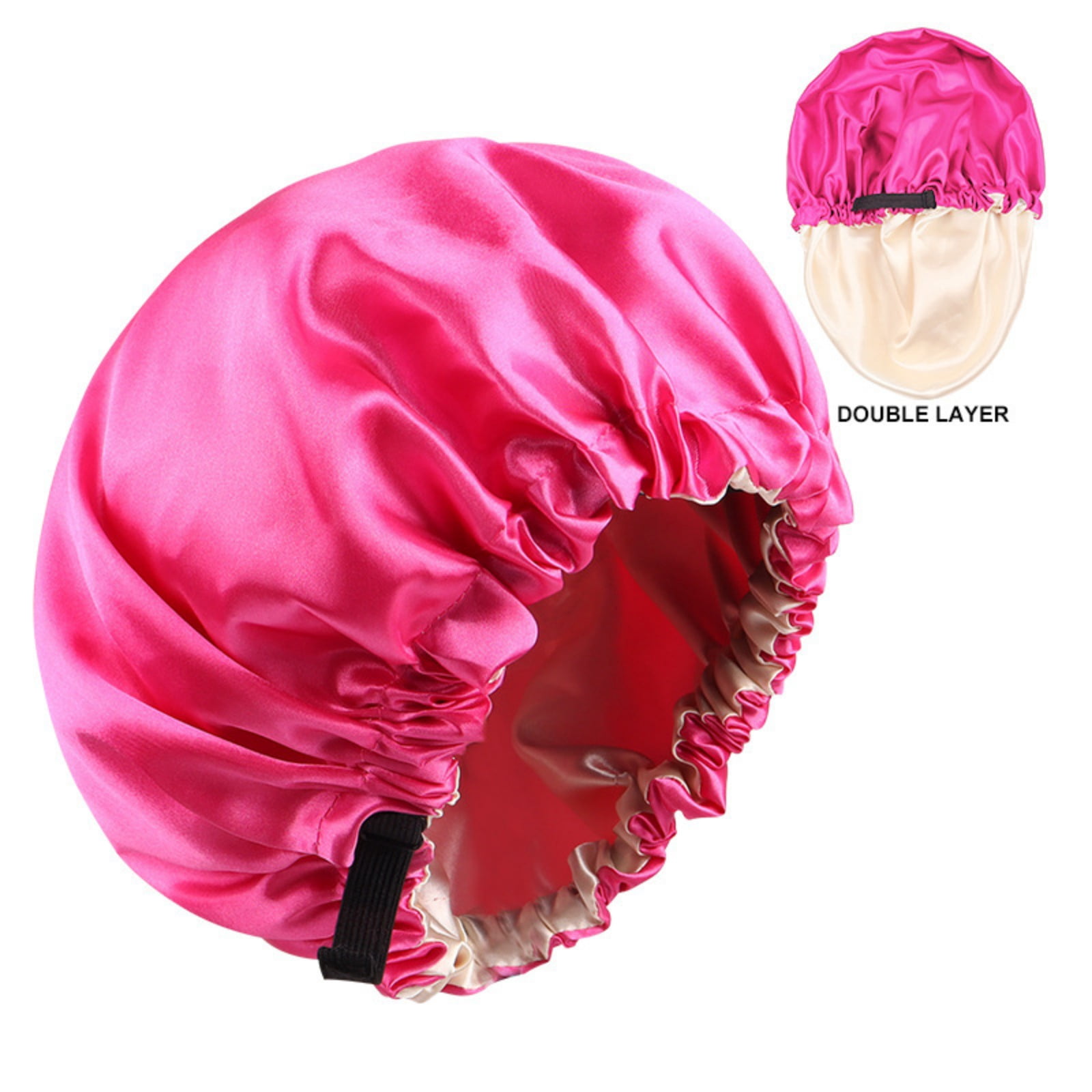 2-Pack Adjustable Satin Bonnet for Women, Double-Layer Sleep Cap ...