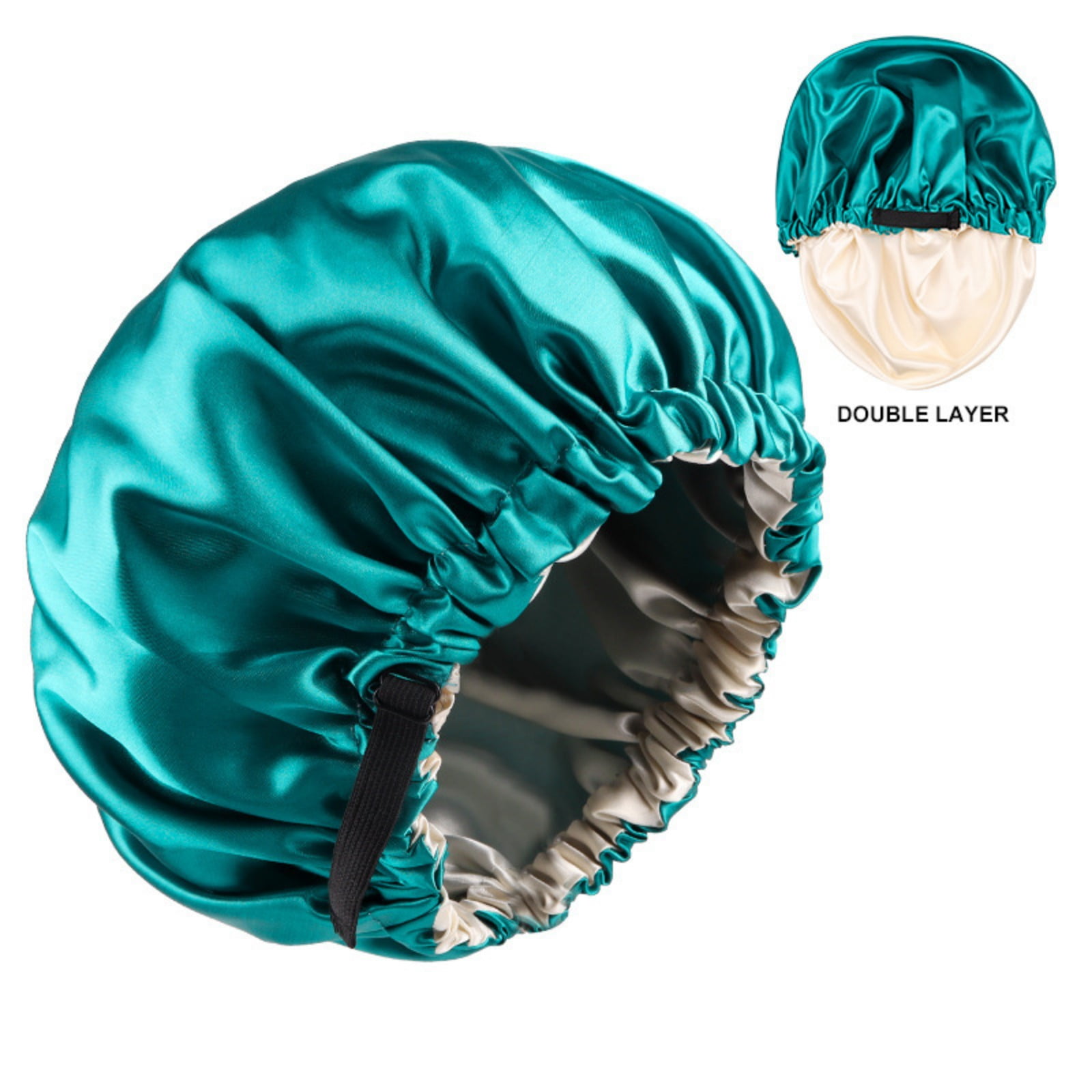 2-Pack Adjustable Satin Bonnet for Women, Double-Layer Sleep Cap ...