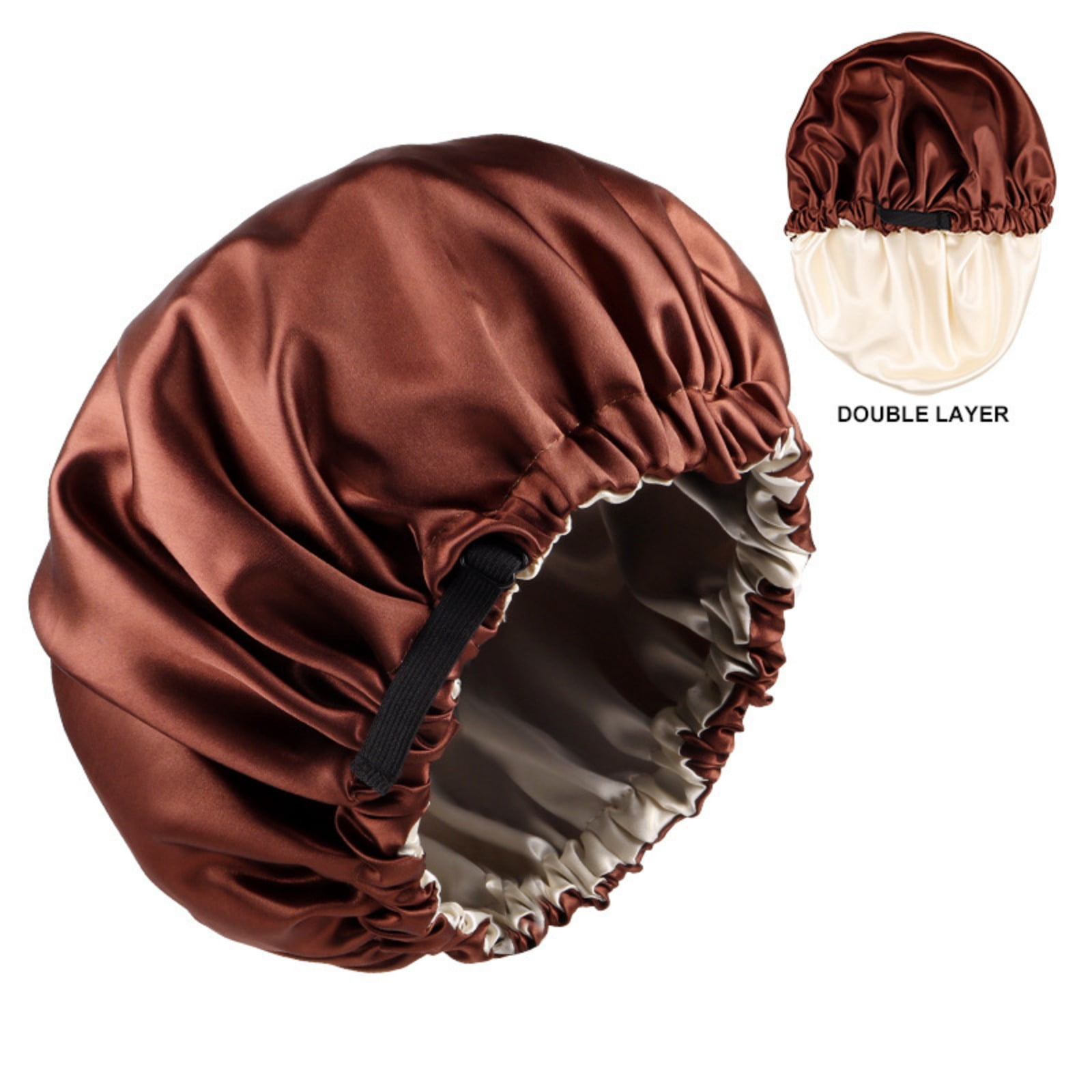 2-Pack Adjustable Satin Bonnet for Women, Double-Layer Sleep Cap ...