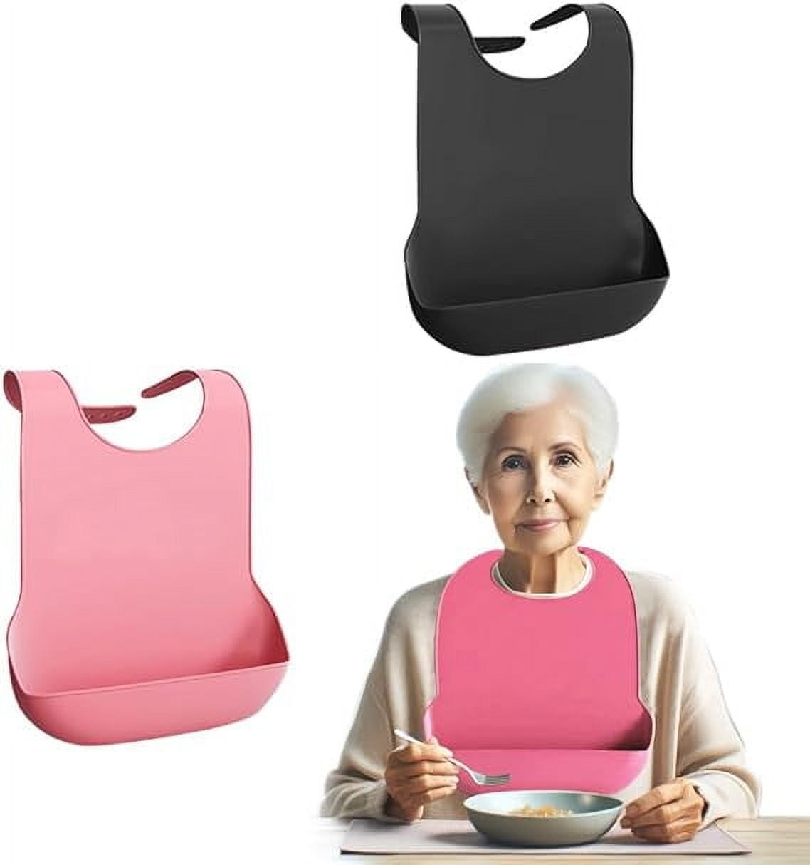2-Pack Adjustable Silicone Bibs for Adults, Waterproof & Washable ...