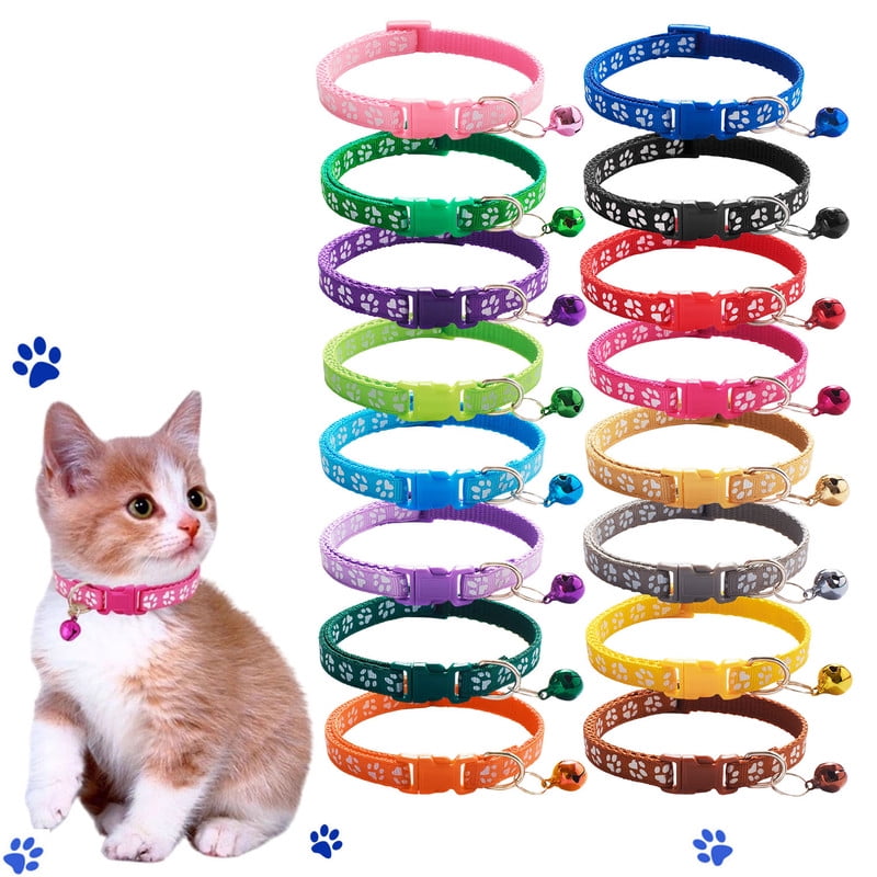 2 Pack Adjustable Soft Pet Collar, HOMEIORA Kitten Collar with Bell, Breakaway Cat Collars with ...
