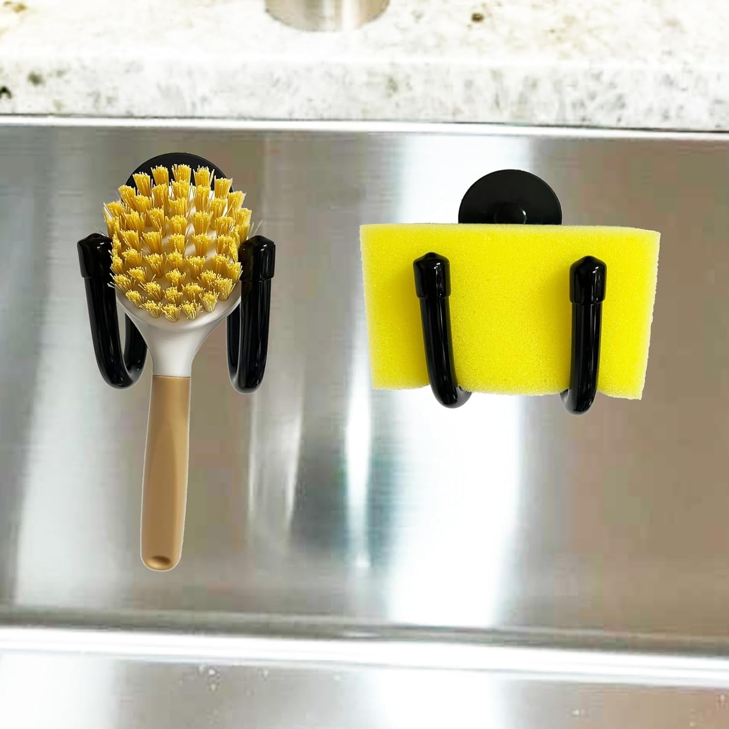 2-Pack Adjustable Sponge Holder for Kitchen Stainless Steel Sink- Brush ...