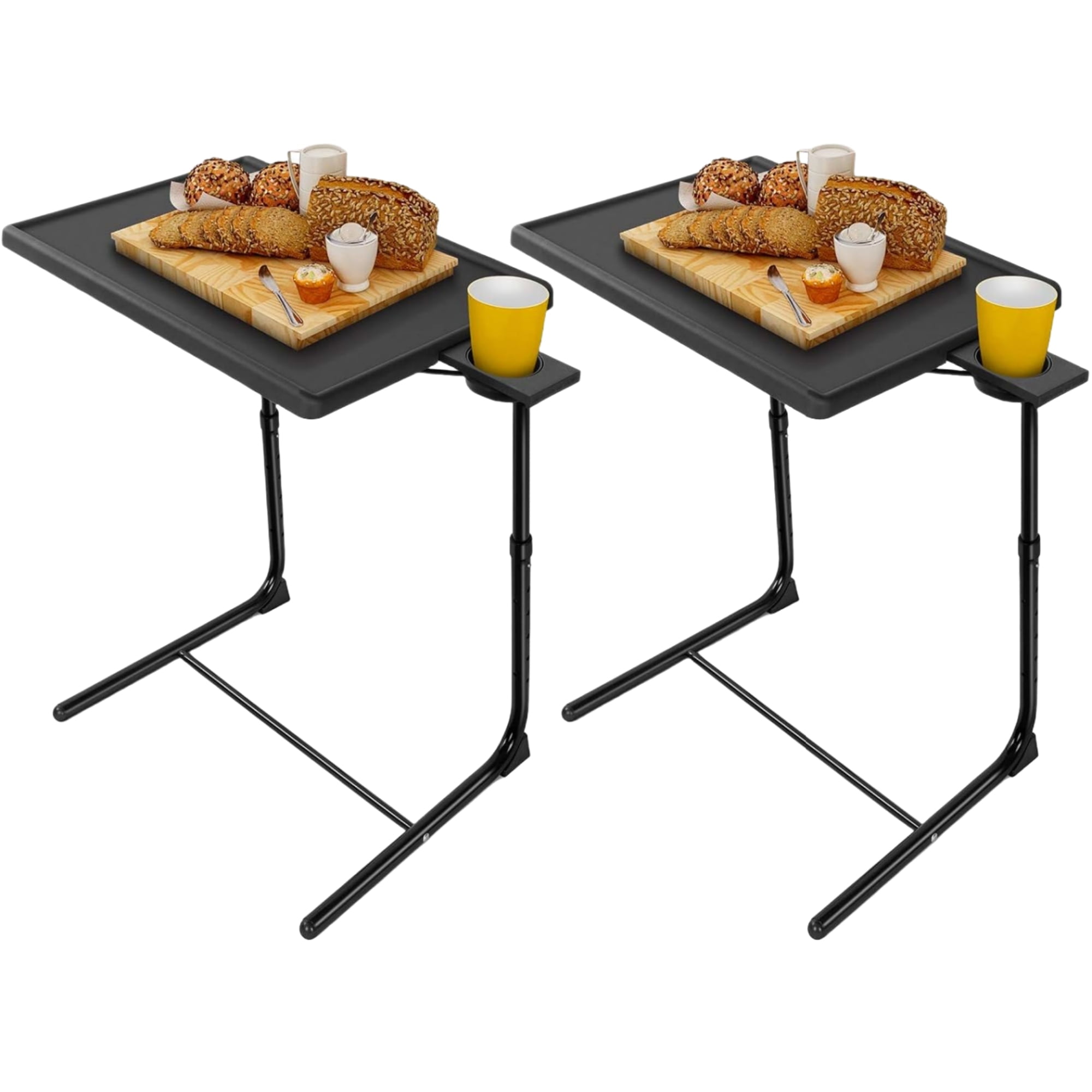 2 Pack Foldable Adjustable TV Tray Table with 6 Height & 3 Tilt Angle ...