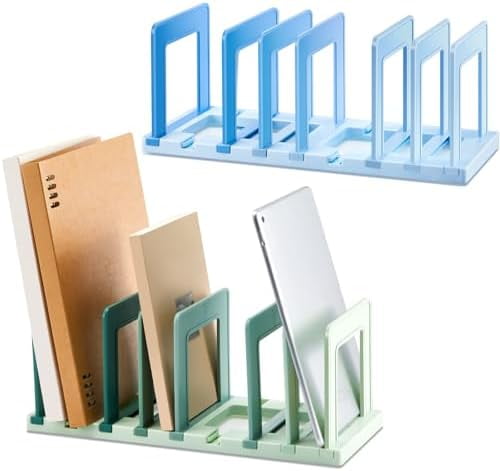 2 Pack Adjustable Vertical File Organizer for Desk, 6 Compartments ...