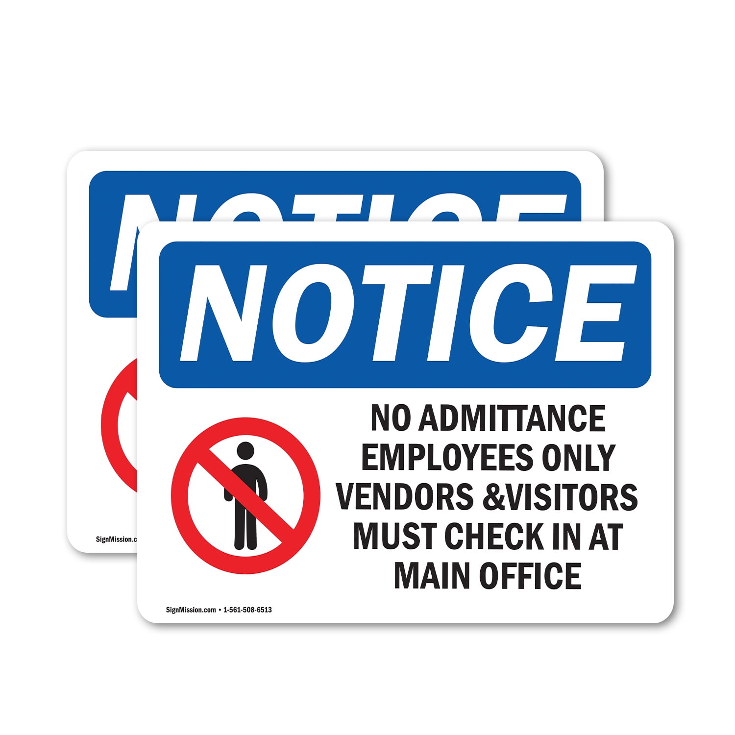 (2 Pack) No Admittance Employees Only OSHA Notice Sign 14 Inch X 10 ...