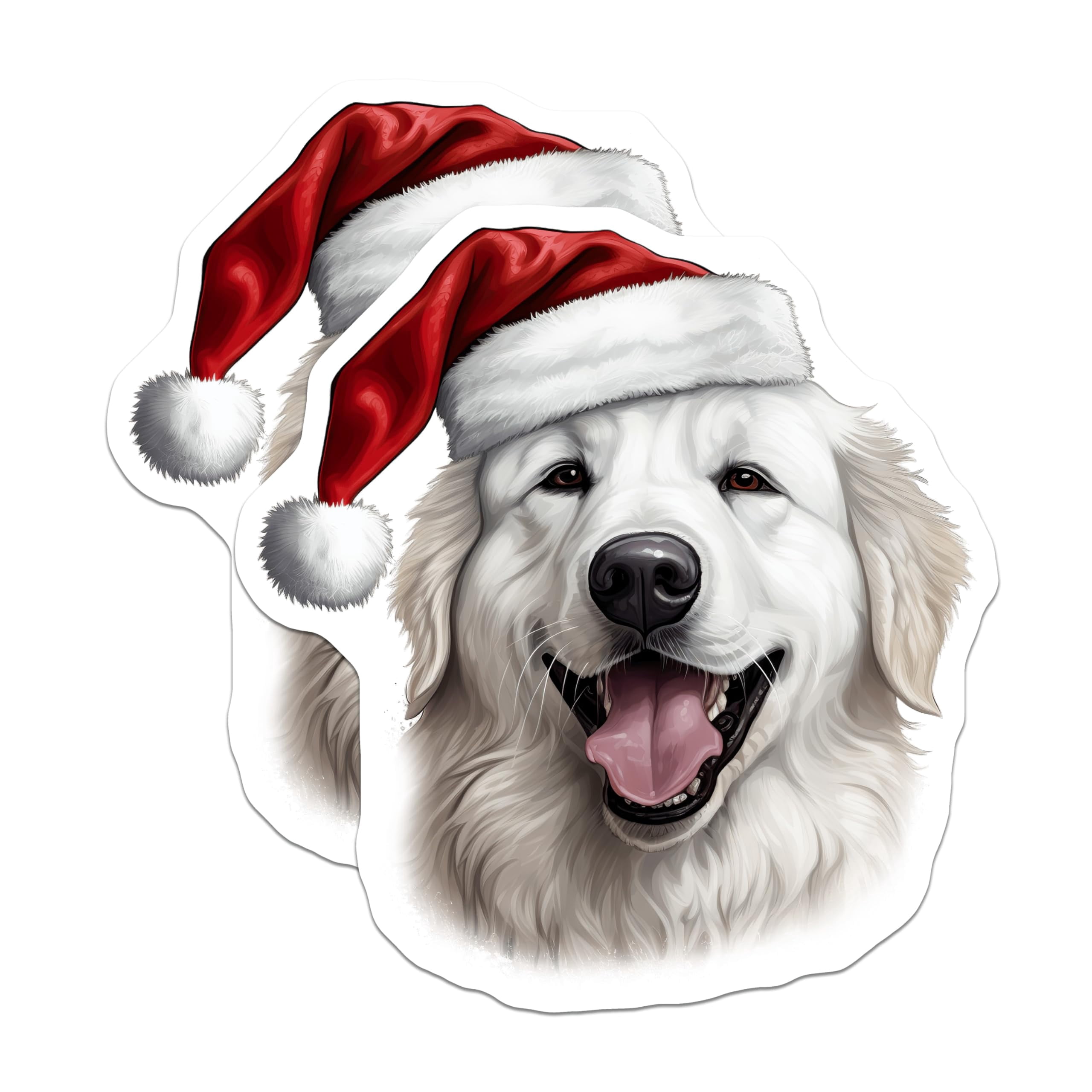 (2 Pack) Adorable Christmas Dog Stickers - Santa Hat Pet Decals - Merry ...