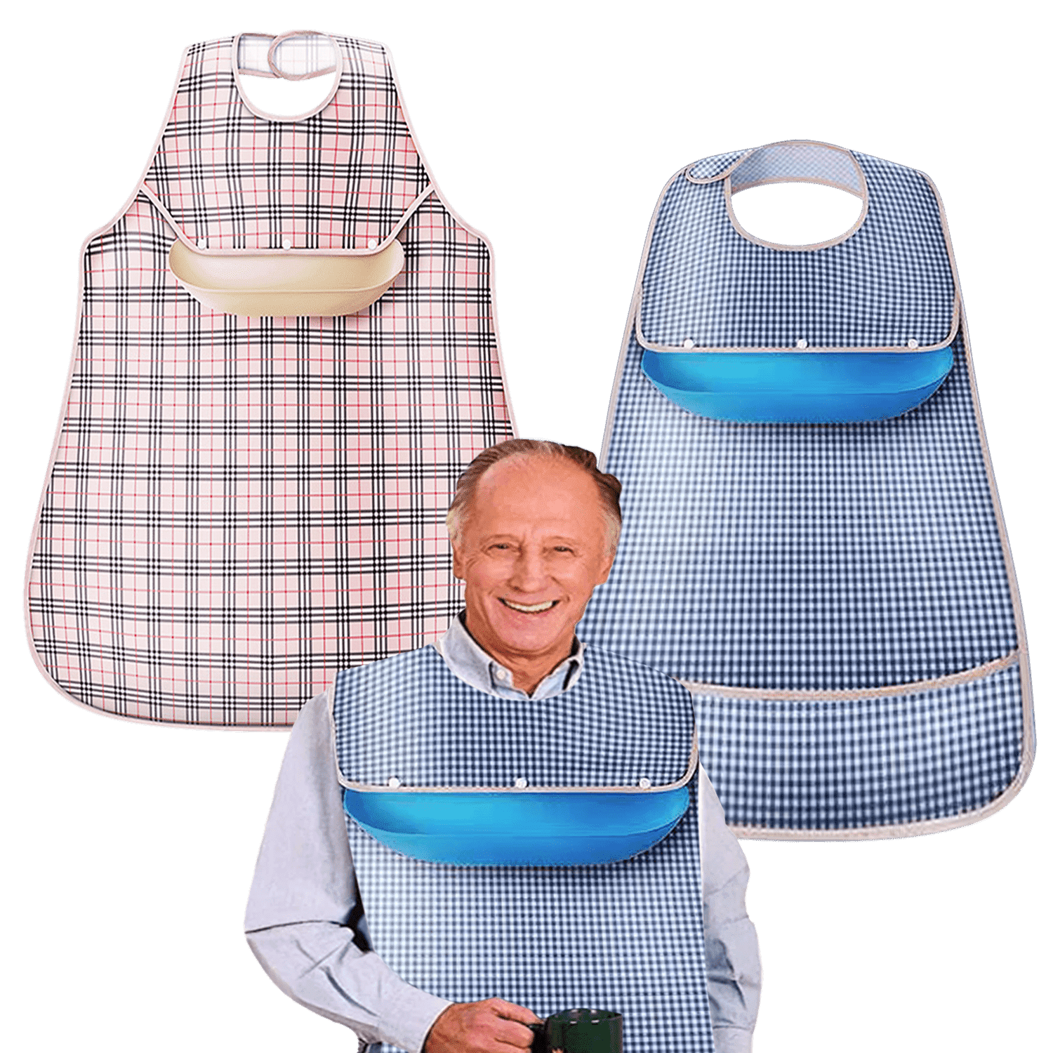 2 Pack Adult Bibs,Extra Large Waterproof Apron Set for Men,Women for ...