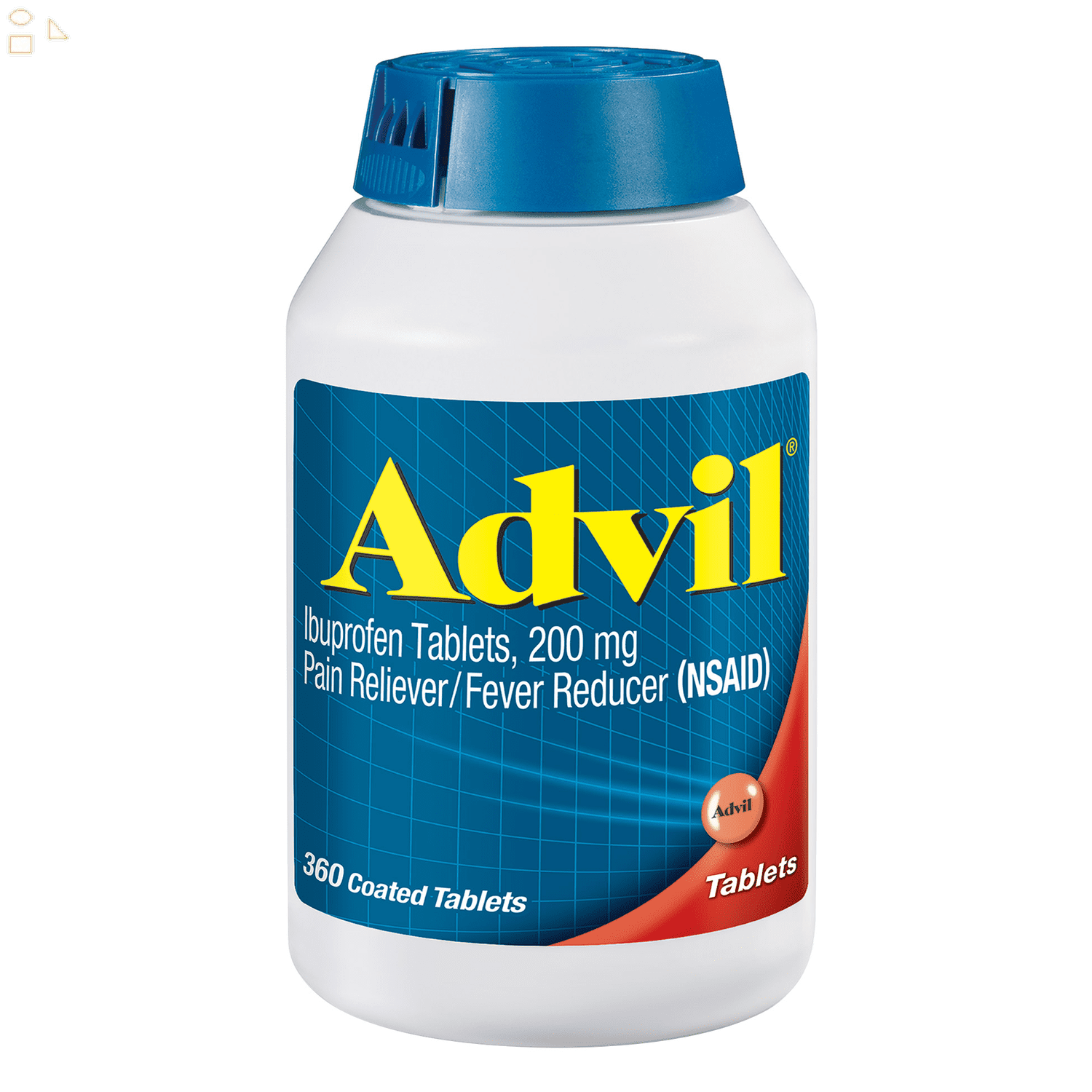 Advil 2 Pack Ibuprofen 200 mg, OTC Pain Reliever and Fever Reducer, 360 ...