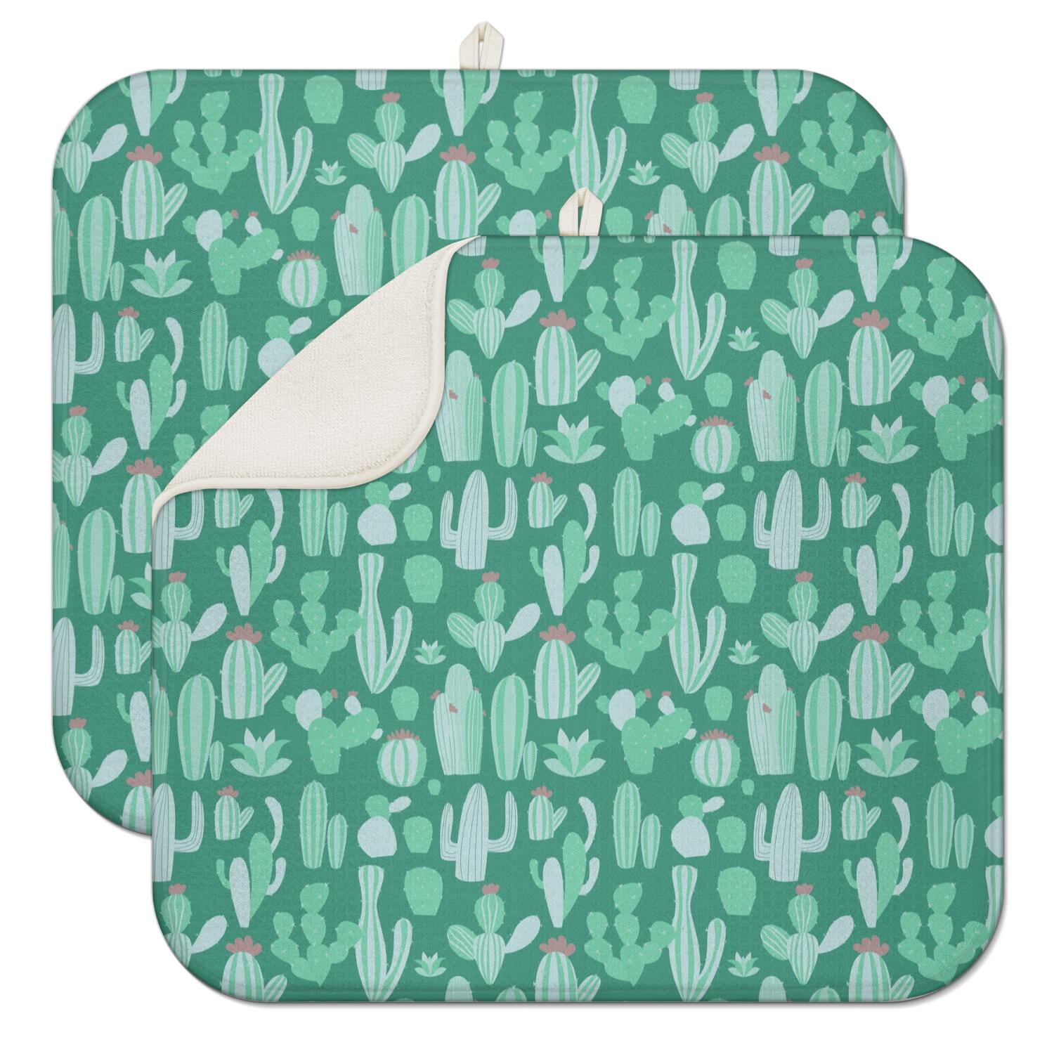 2 Pack Aesthetic Cactus Drying Mats Absorbent Microfiber Counter ...