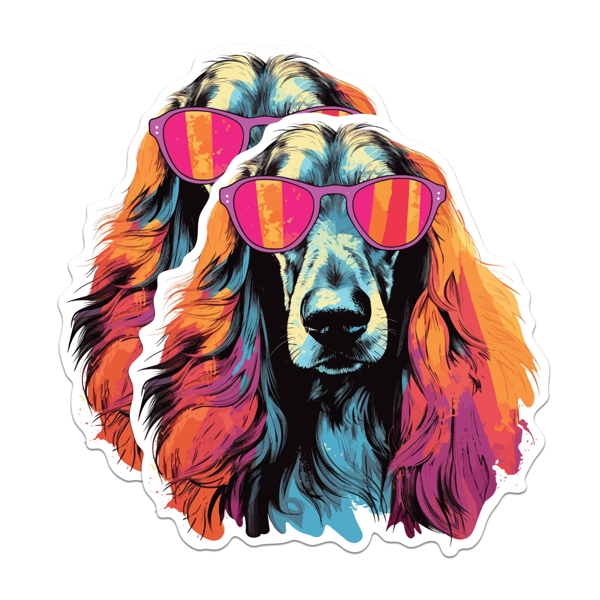 (2 Pack) Afghan Hound Dog Stickers - Afghan Hound with Sunglasses ...