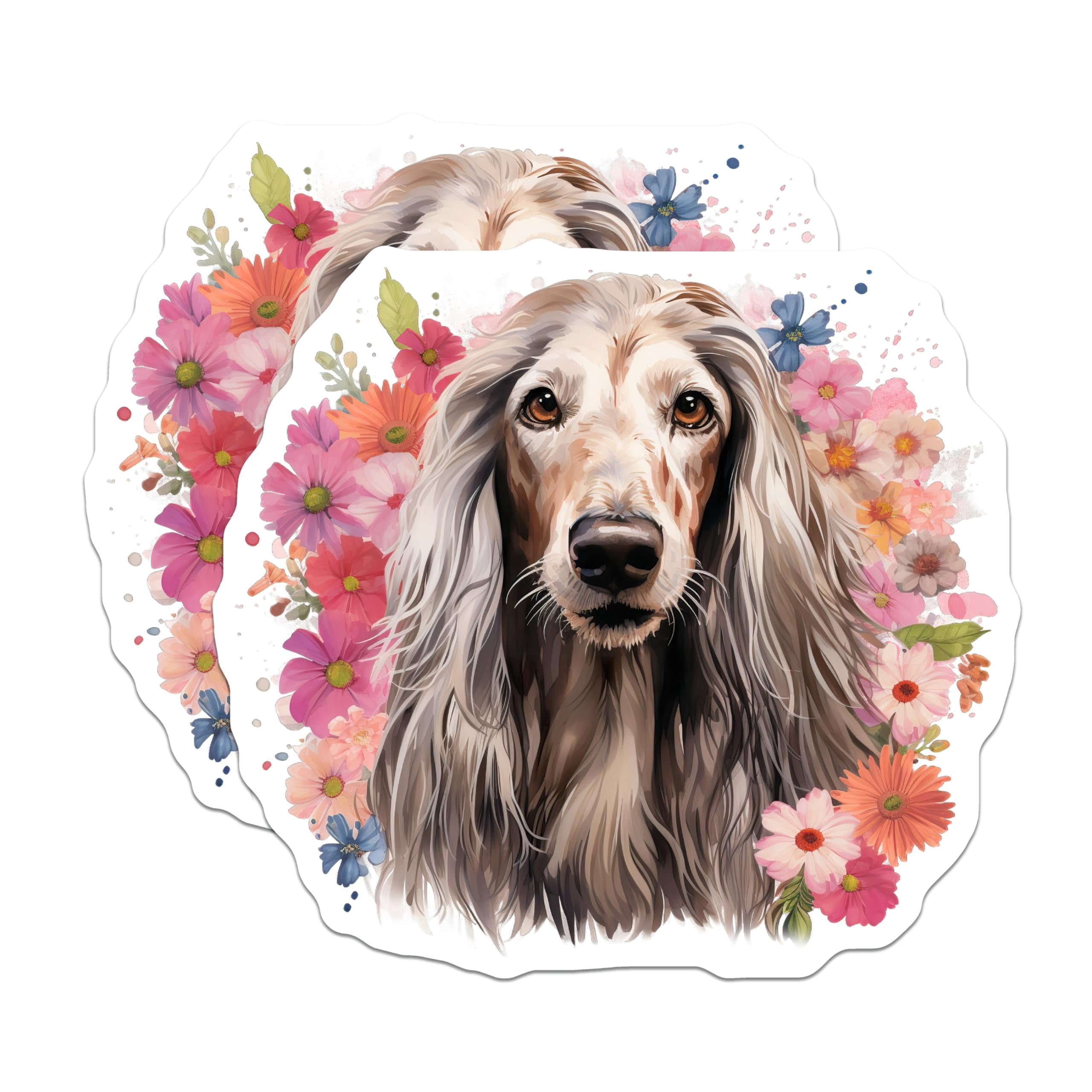 (2 Pack) Afghan Hound Stickers - Elegant Dog Art - Watercolor Pet ...