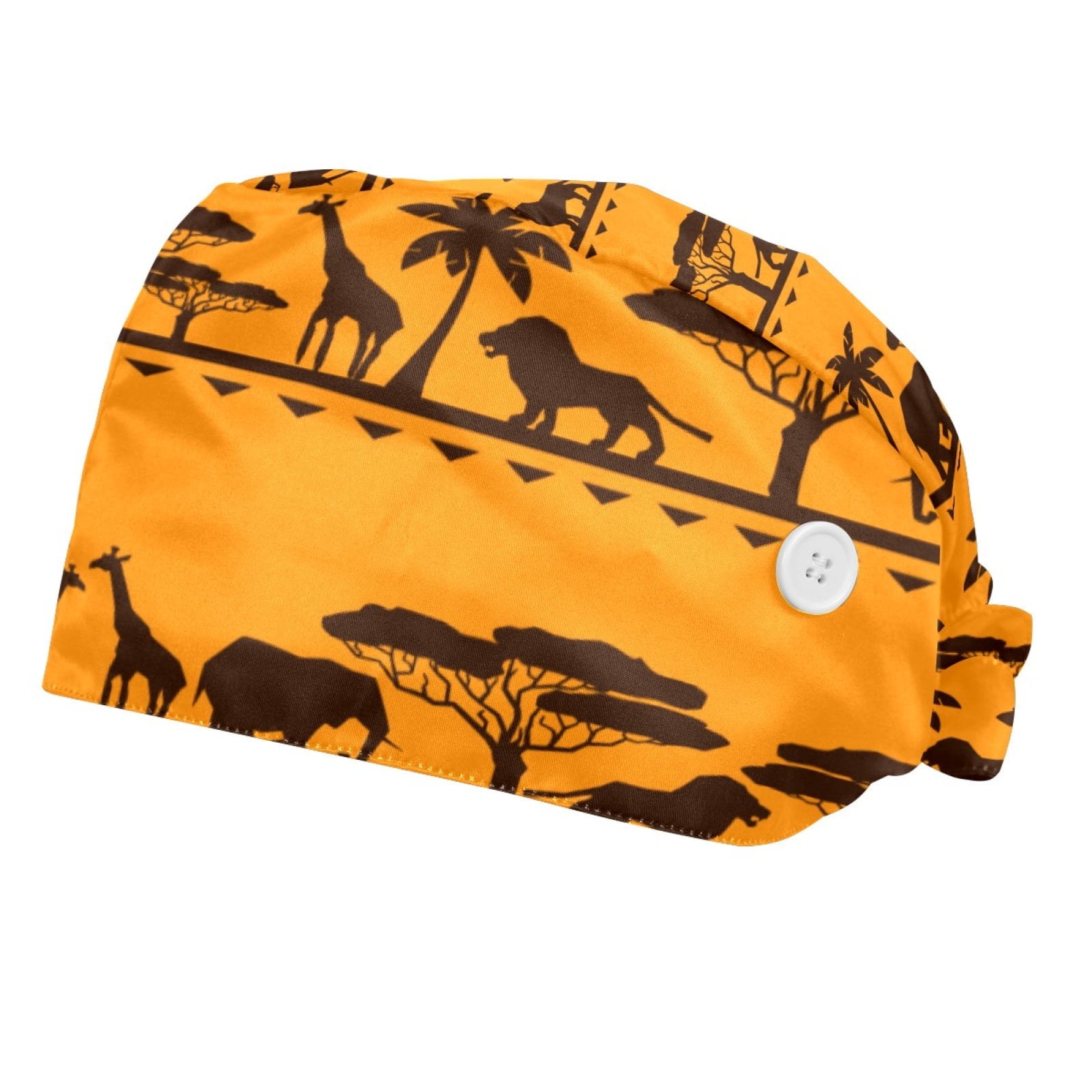 2 Pack African ethnic pattern Working Caps with Button Long Hair Cover ...