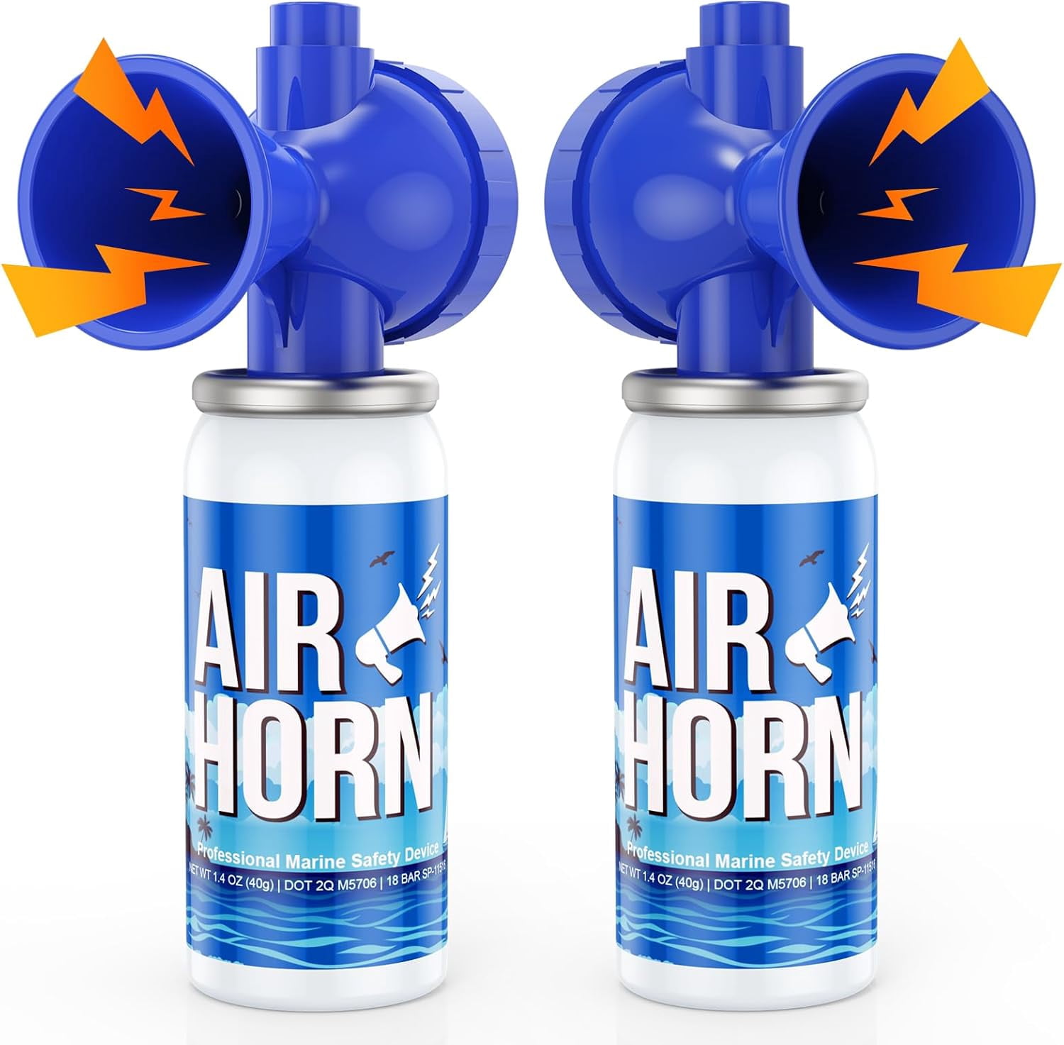 2 Pack Air Horn, 122dB Loud Safety Air Horns for Boating & Sporting ...