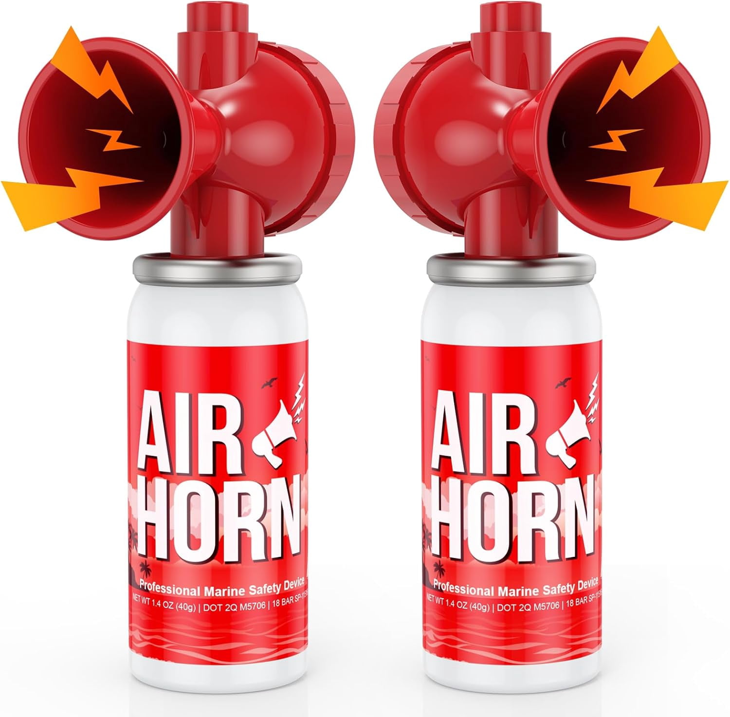 2 Pack Air Horn, 122dB Loud Safety Air Horns for Boating & Sporting ...