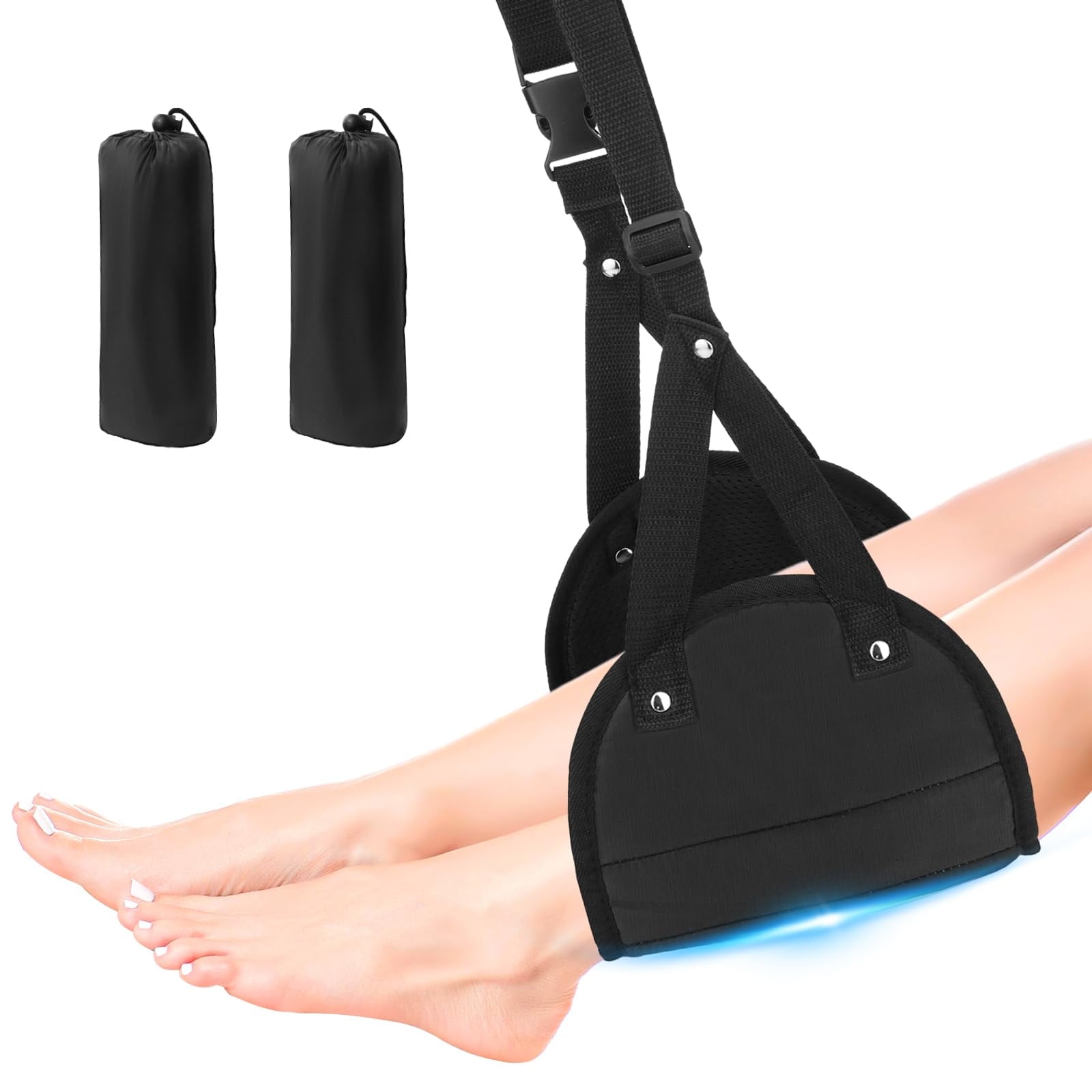 2 Pack Airplane Foot Hammock, Airplane Footrest with Premium Memory ...