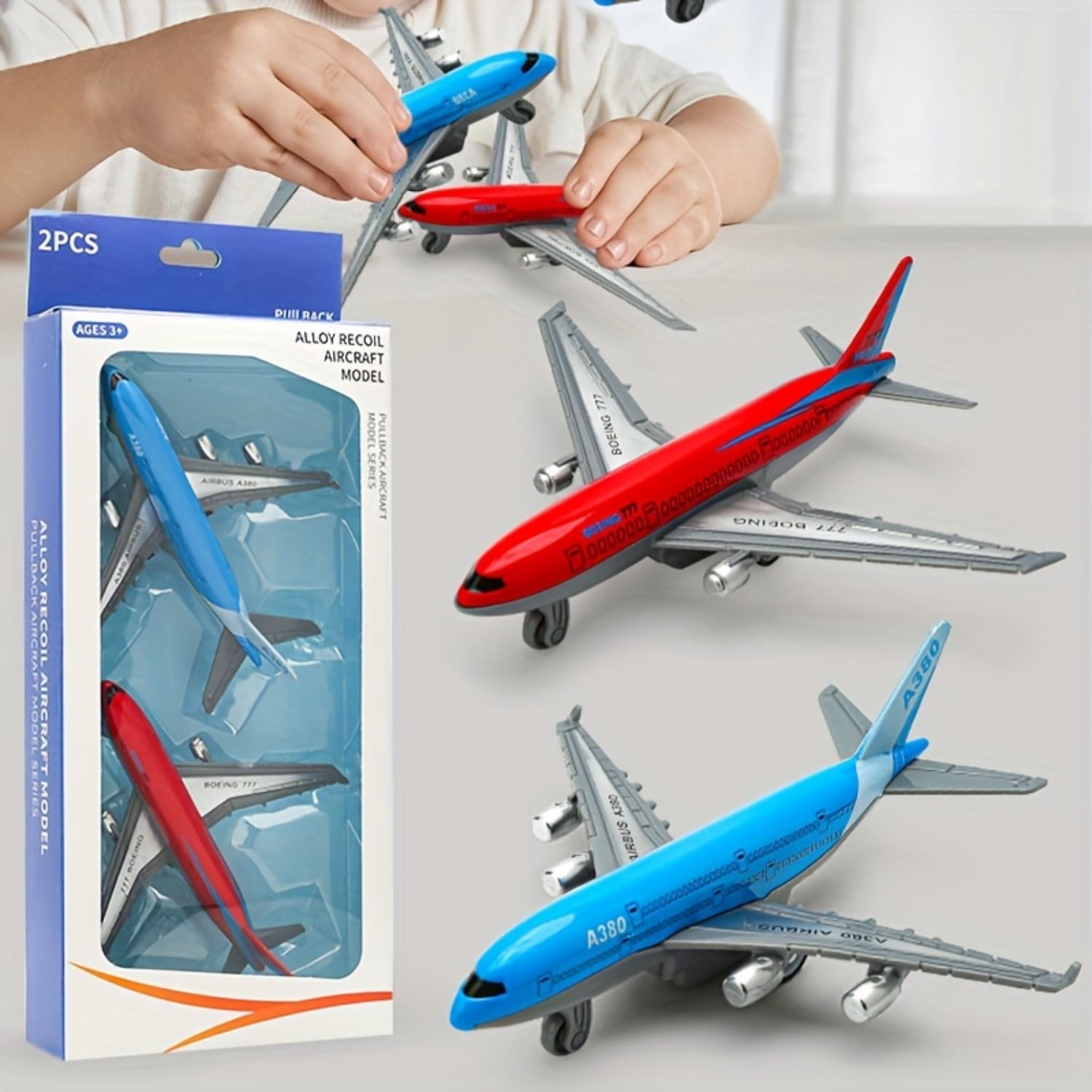 2 Pack Airplane Toys, Metal Plane Pull Back Airplane Toys for 3 4 5 6 ...