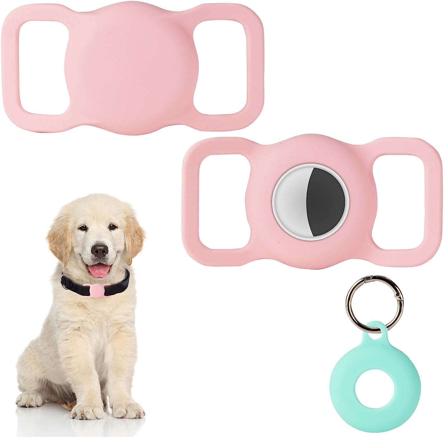 2 Pack Airtag Holder for Collar, Dog Cat Tracker Case, Silicone Airtag ...