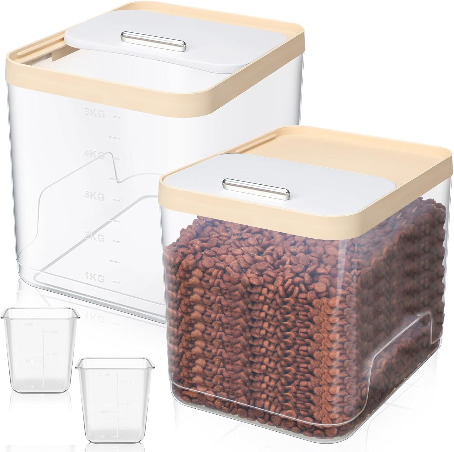 2 Pack Airtight Dog Food Storage Container, Up to 10 Lbs, Pet Cat Food ...
