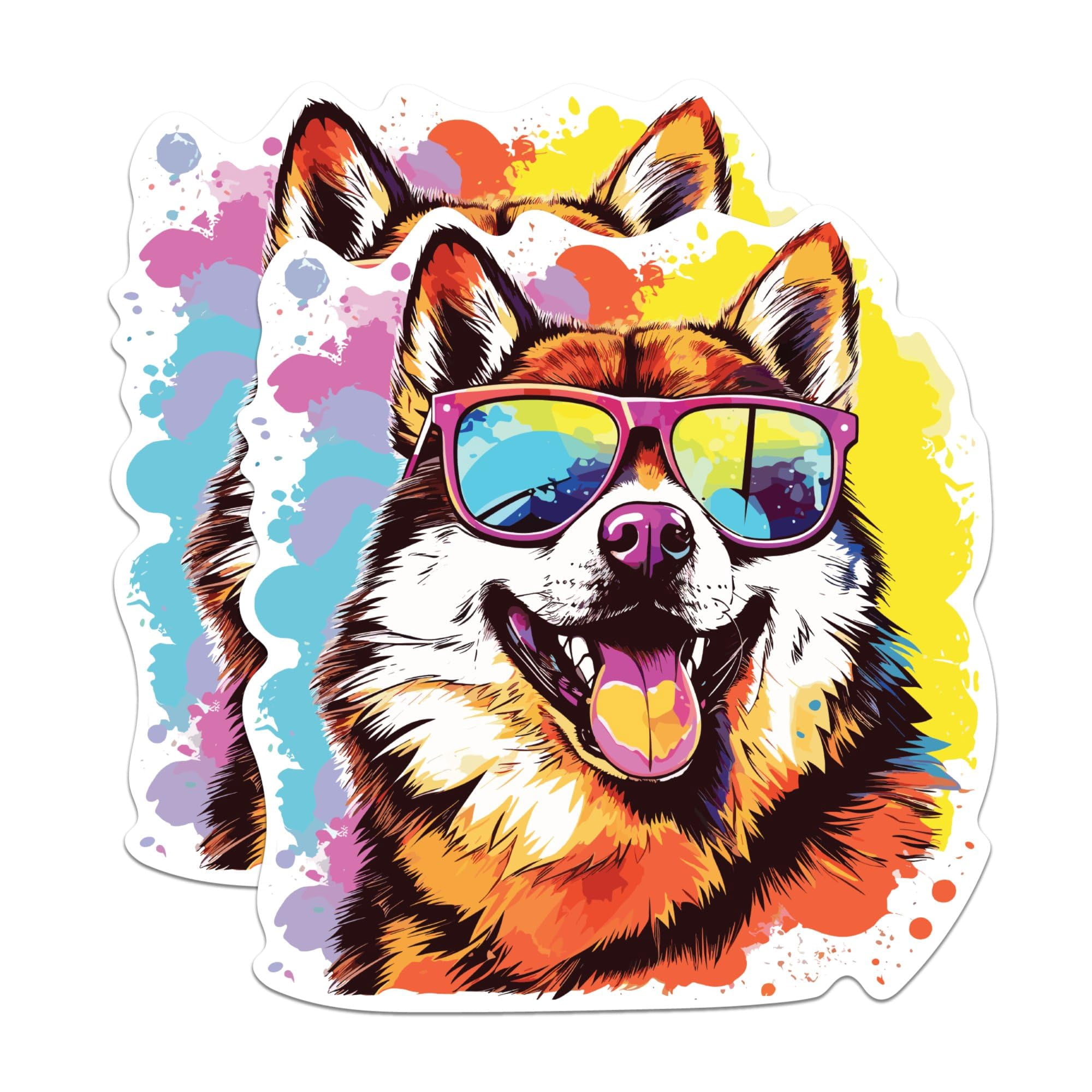 (2 Pack) Akita Inu Dog Stickers - Akita Inu with Sunglasses - Choose ...