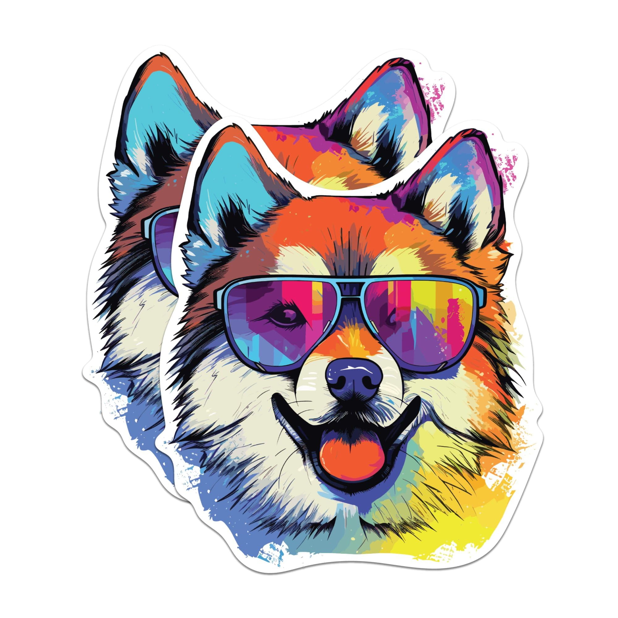 (2 Pack) Akita Inu Dog Stickers - Akita Inu with Sunglasses - Choose ...