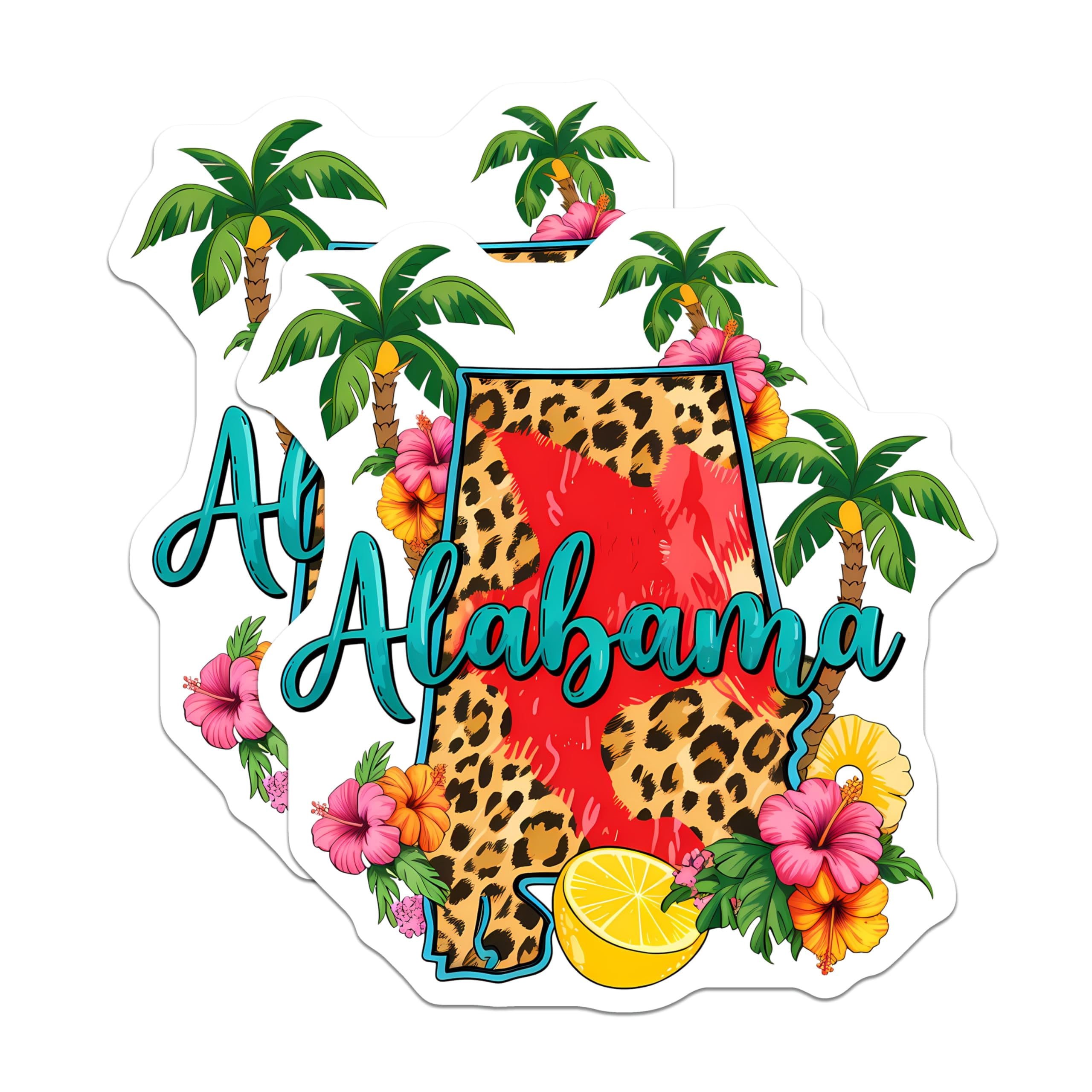 (2 Pack) Alabama Leopard Magnets - Tropical Flowers - Palm Tree ...