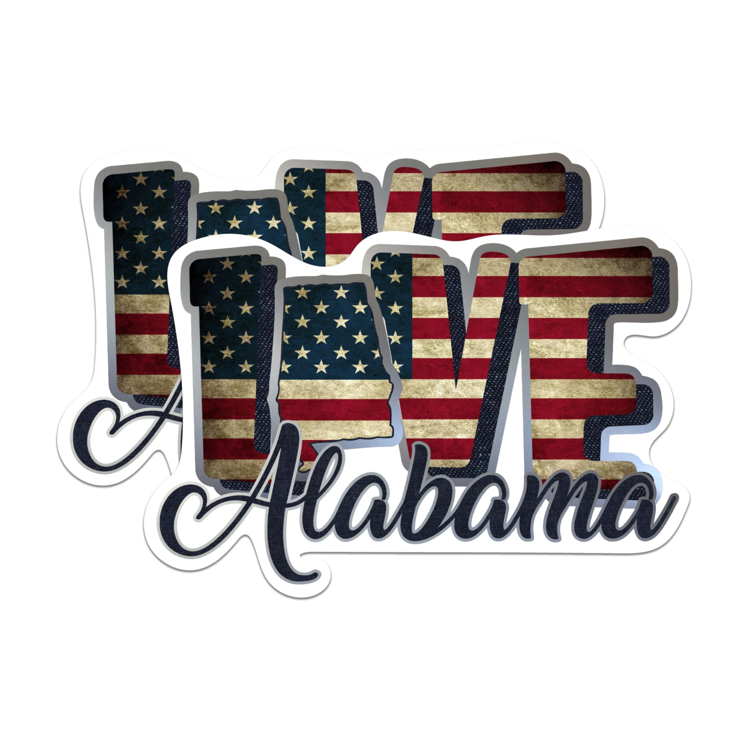 (2 Pack) Alabama Love State Stickers - AL State USA Flag American Pride ...