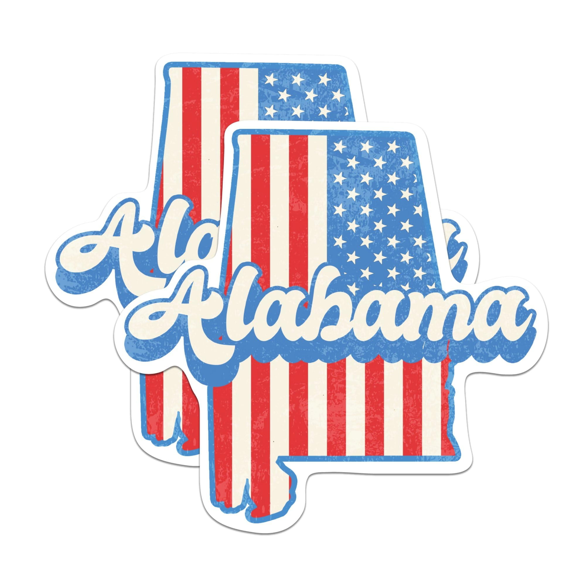 (2 Pack) Alabama State Outline Stickers - AL USA State Outline with USA ...