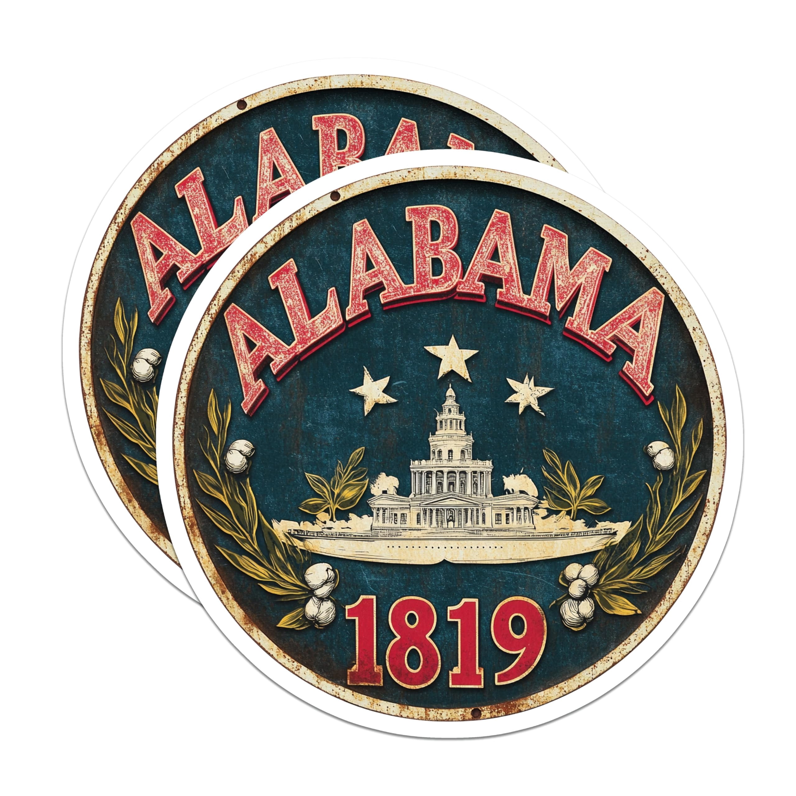 (2 Pack) Alabama State Seal Stickers - Vintage Alabama Emblem ...