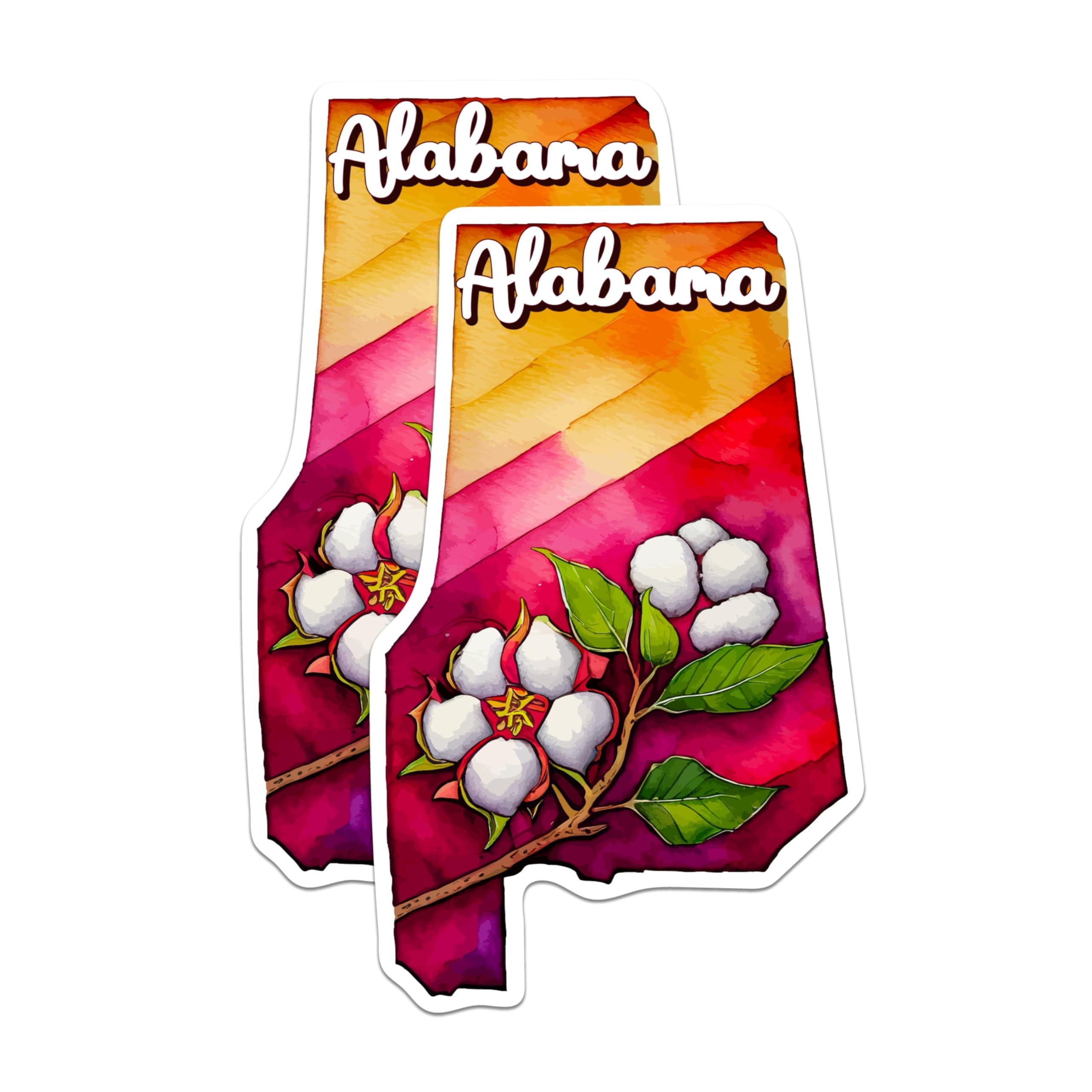 (2 Pack) Alabama State Shape Stickers - AL State Sticker - Choose from ...