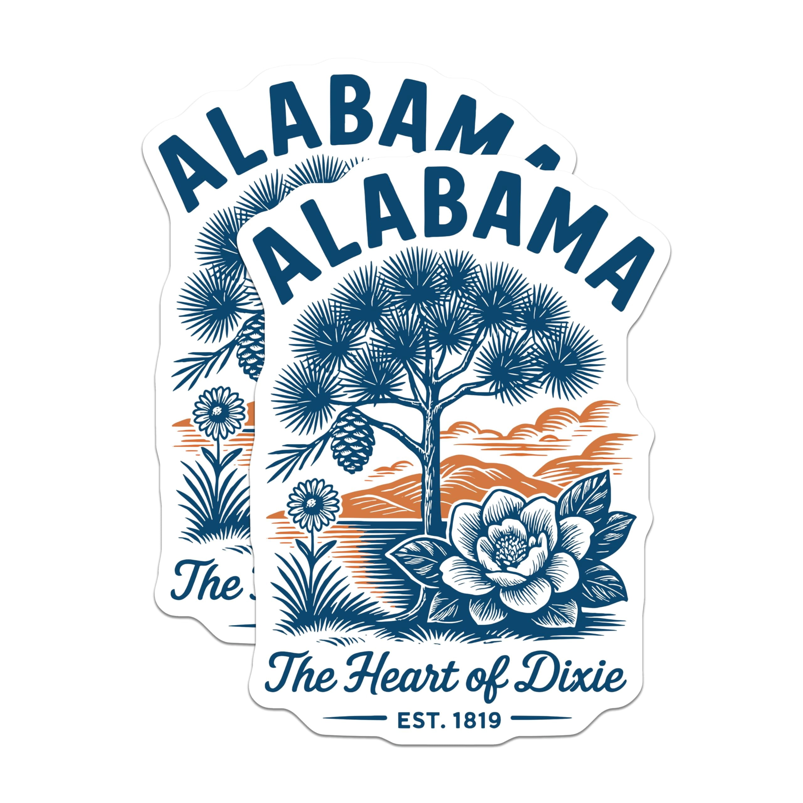 (2 Pack) Alabama Stickers - Heart of Dixie - State Pride Decals - 5" On ...