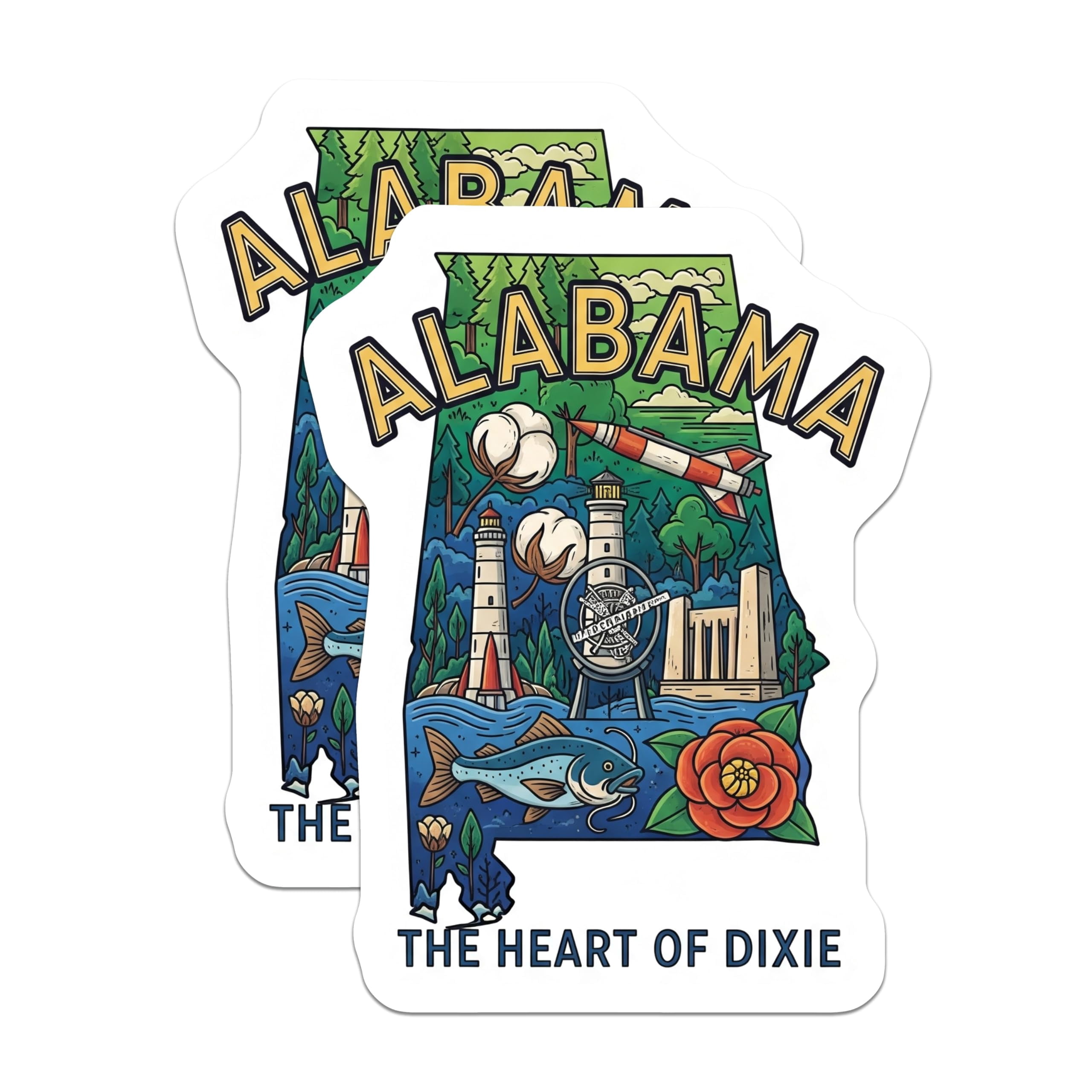 (2 Pack) Alabama Stickers - State Pride - Heart of Dixie Sticker - 5 ...